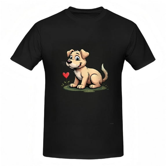 Cute Cartoon Dog Cotton Short Sleeve T-Shirt - Floppy Ears Happy Face ...