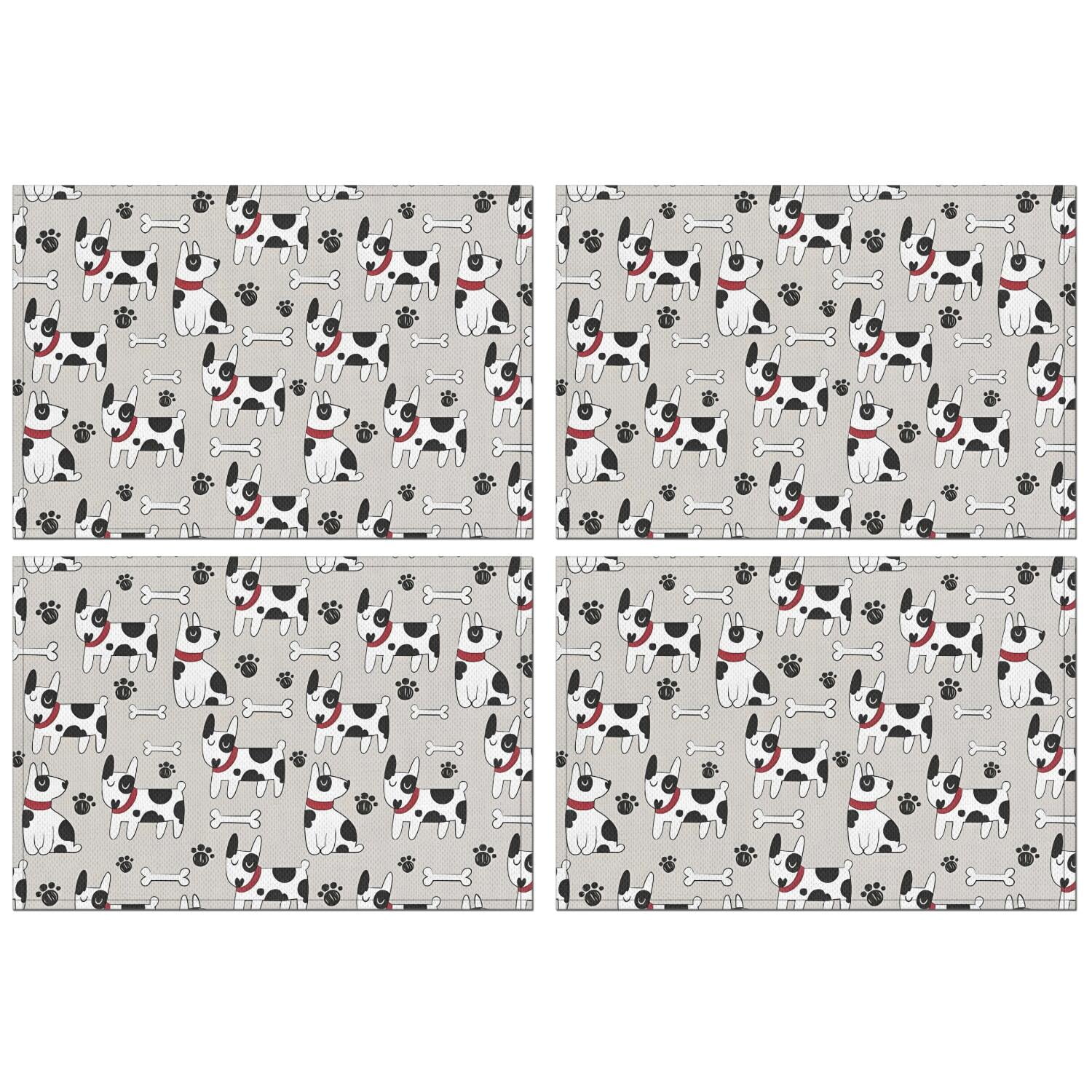 Cute Cartoon Dog Summer Placemats Table Placemats Set Of 4-Linen ...