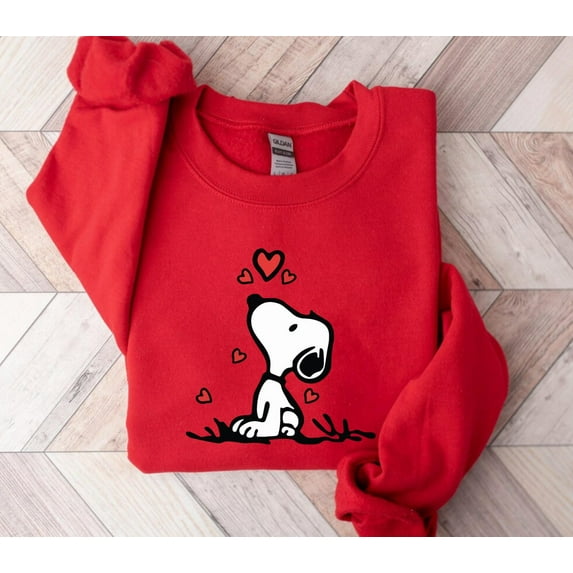 Cute Cartoon Dog Valentine Sweatshirt – Heart Graphic Unisex Pullover ...