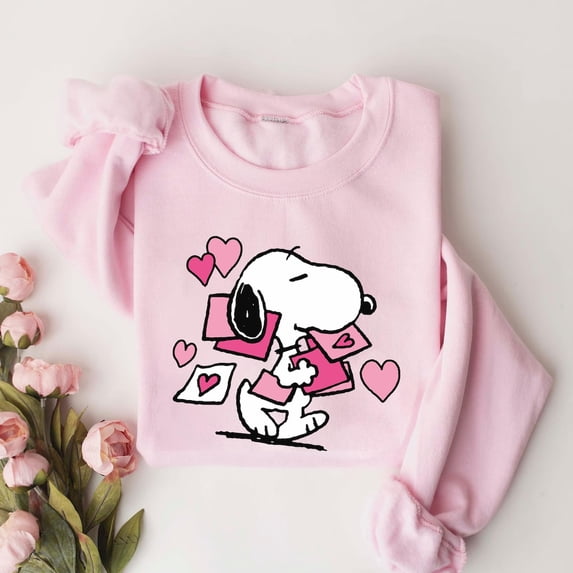 Cute Cartoon Dog Valentine Sweatshirt – Heart Letter Graphic Unisex ...
