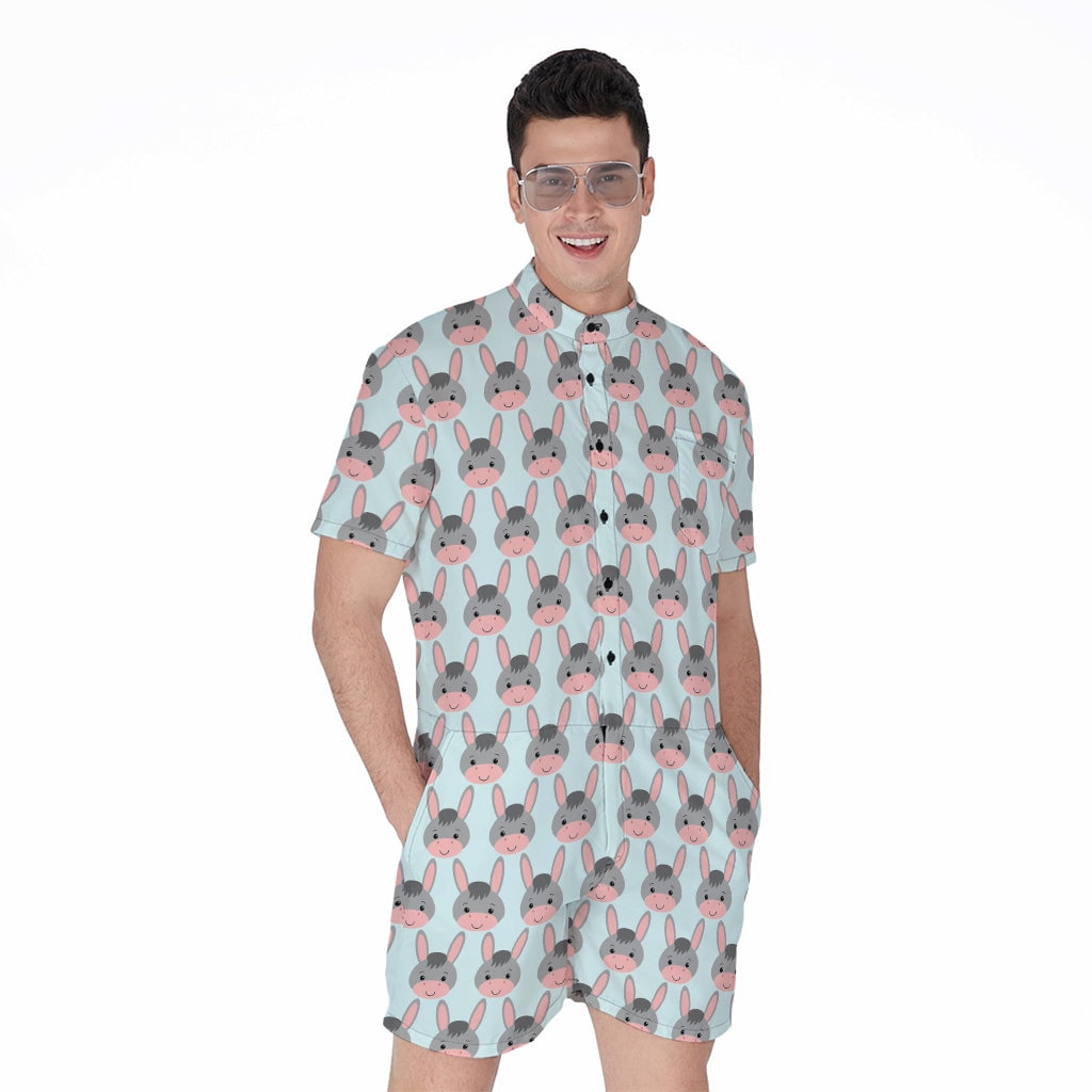 Cute Cartoon Donkey Pattern Short Sleeve Men'S Rompers, Cartoon Film ...