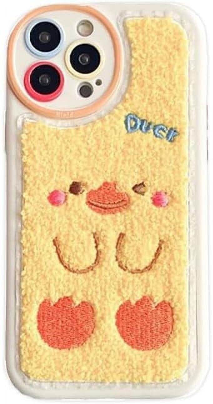 Cute Cartoon Duck Embroidery Hairy Phone Case Compatible with iPhone ...