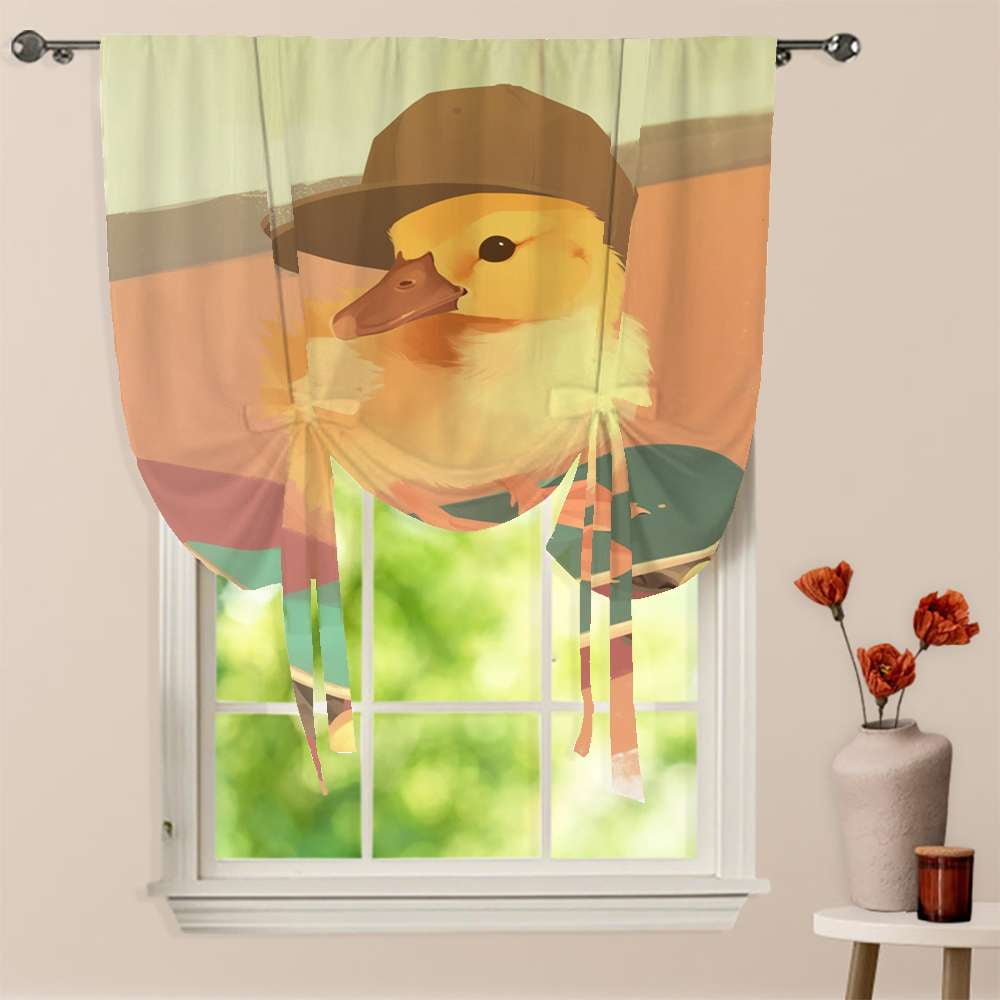Cute Cartoon Duck Window Curtain for Living Room Roman Curtain Kitchen ...