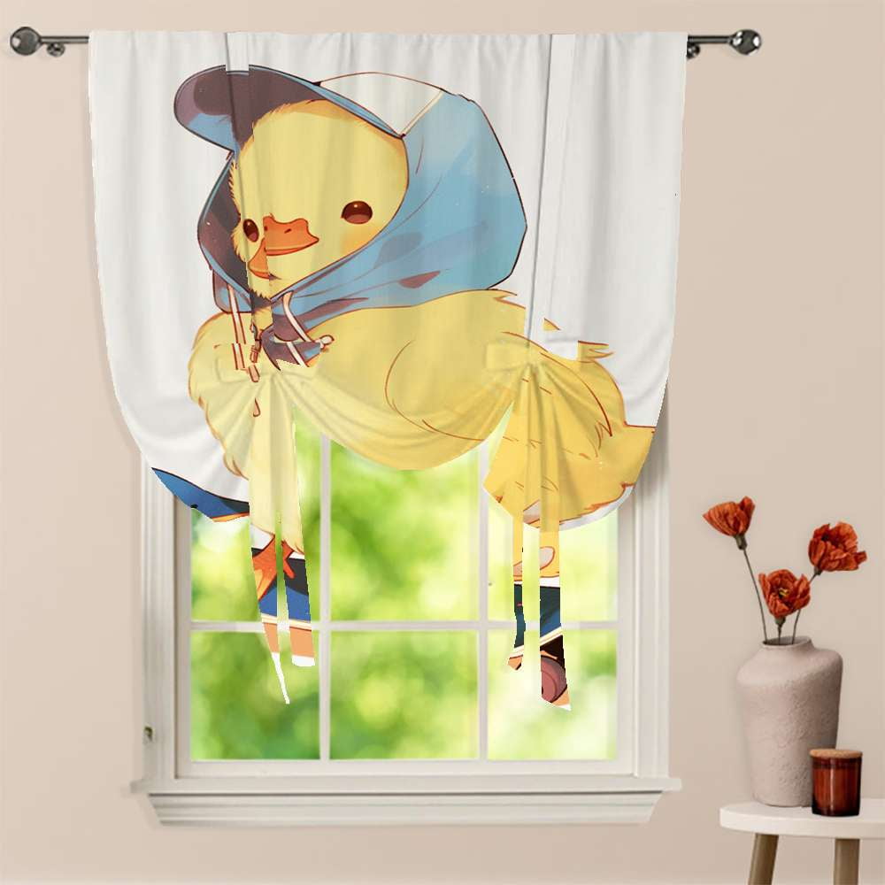 Cute Cartoon Duck Window Curtain for Living Room Roman Curtain Kitchen ...