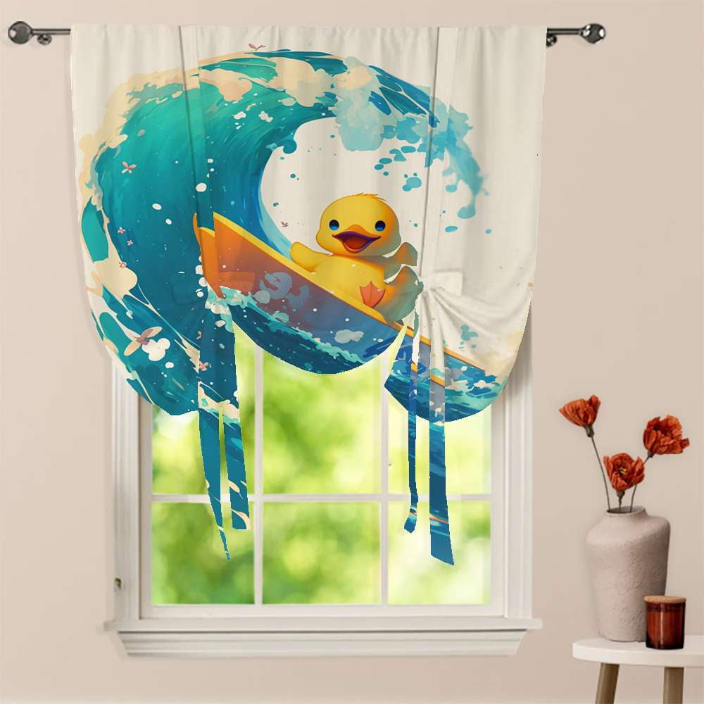 Cute Cartoon Duck Window Curtain for Living Room Roman Curtain Kitchen ...