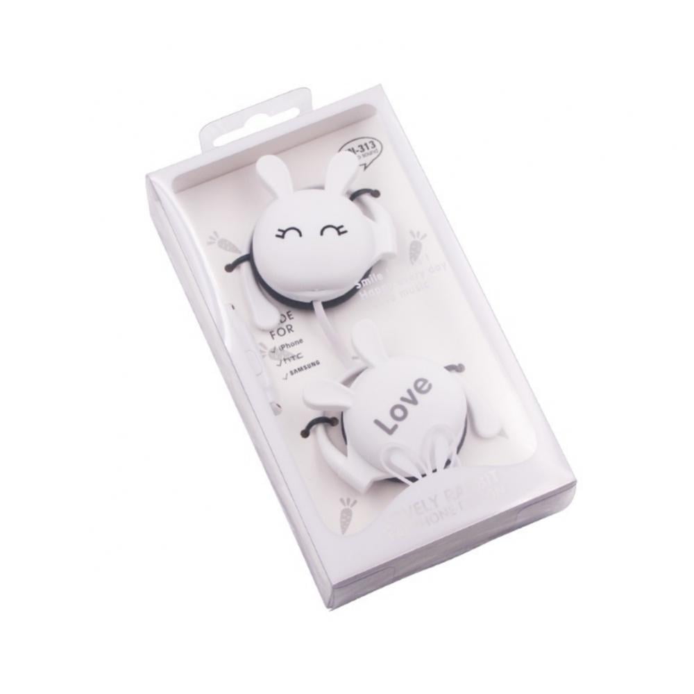 Cute Cartoon Earphones Animal Rabbit Wired Earbuds Hands-Free Ear-Hook ...