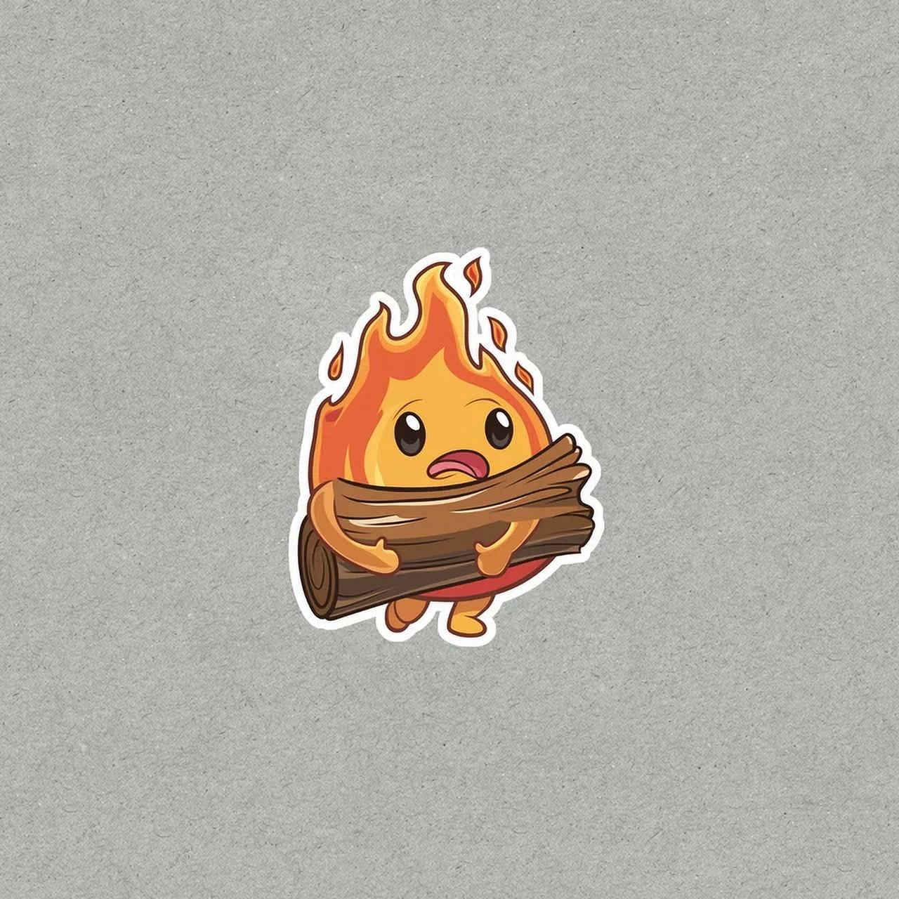 Cute Cartoon Flame Character Sticker - Fiery Mascot Decalphone Decal Water Bottle Stickers ...