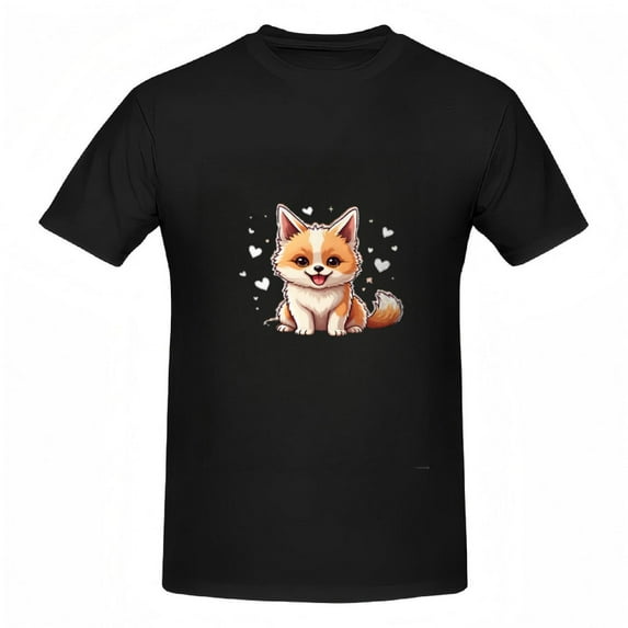 Cute Cartoon Fluffy Dog Print Cotton Short Sleeve T-Shirts for Women ...