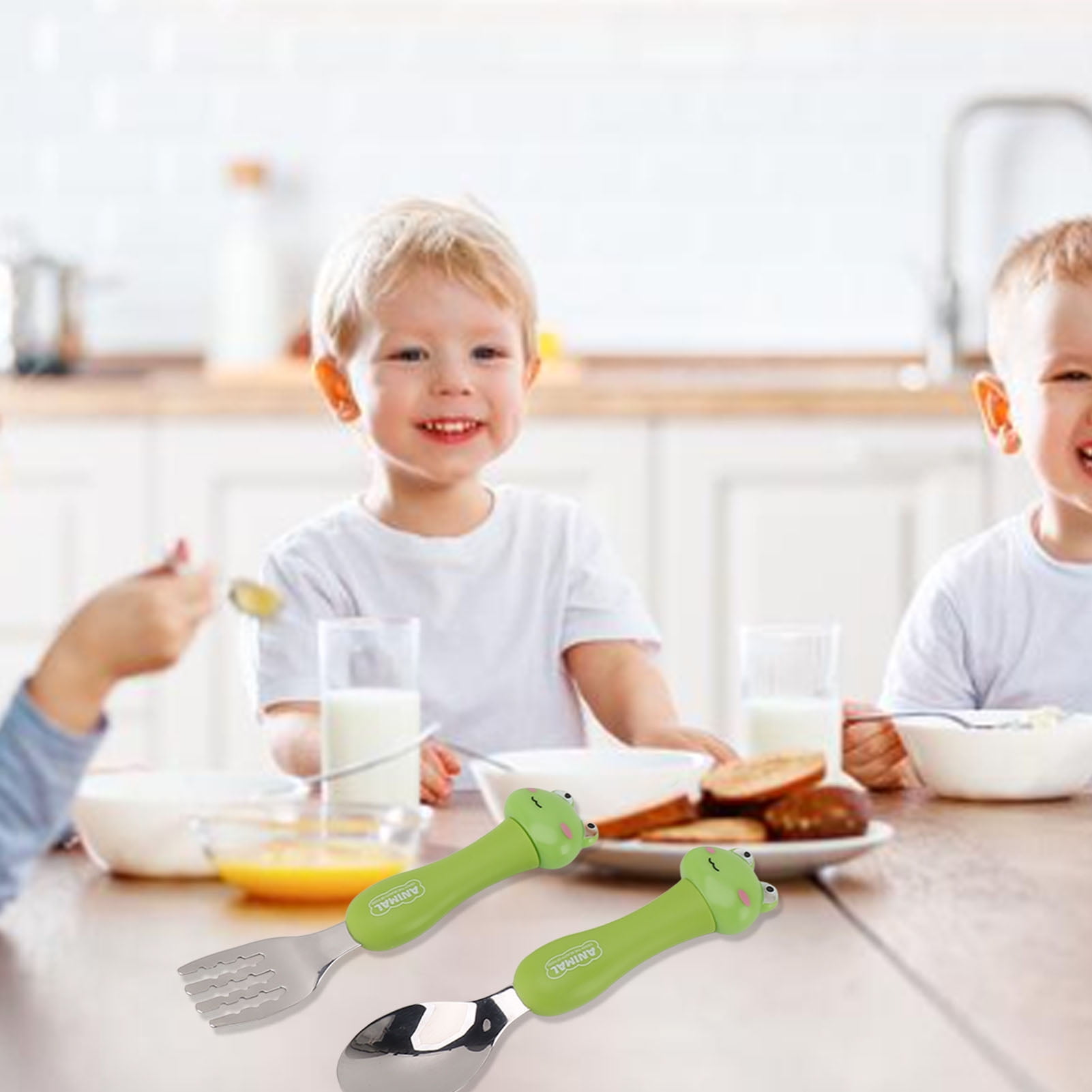 Cute Cartoon Fork Spoon Set, Stainless Steel Baby Toddler Feeding ...