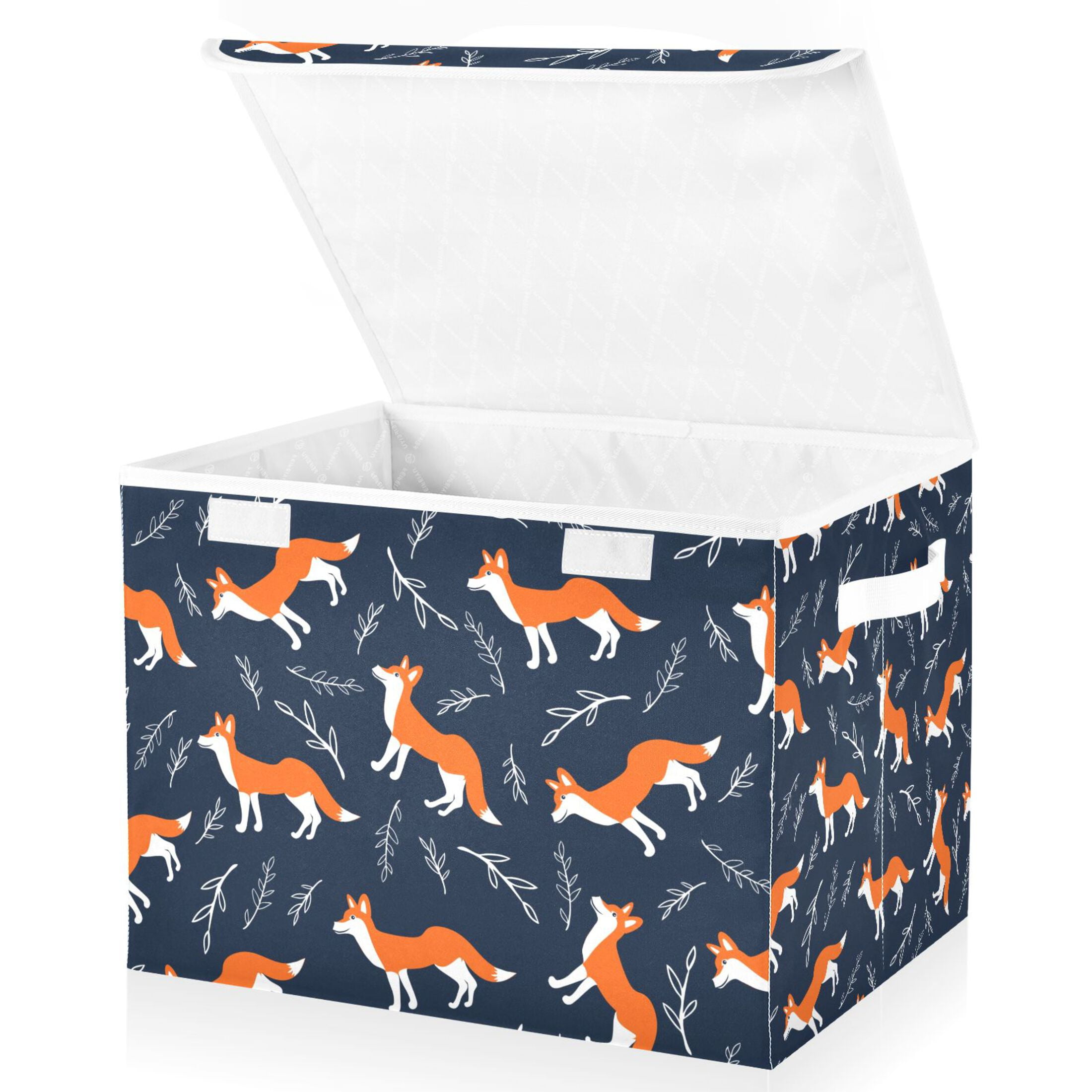 Cute Cartoon Fox Animals Large Lidded Storage Bin Foldable Storage ...