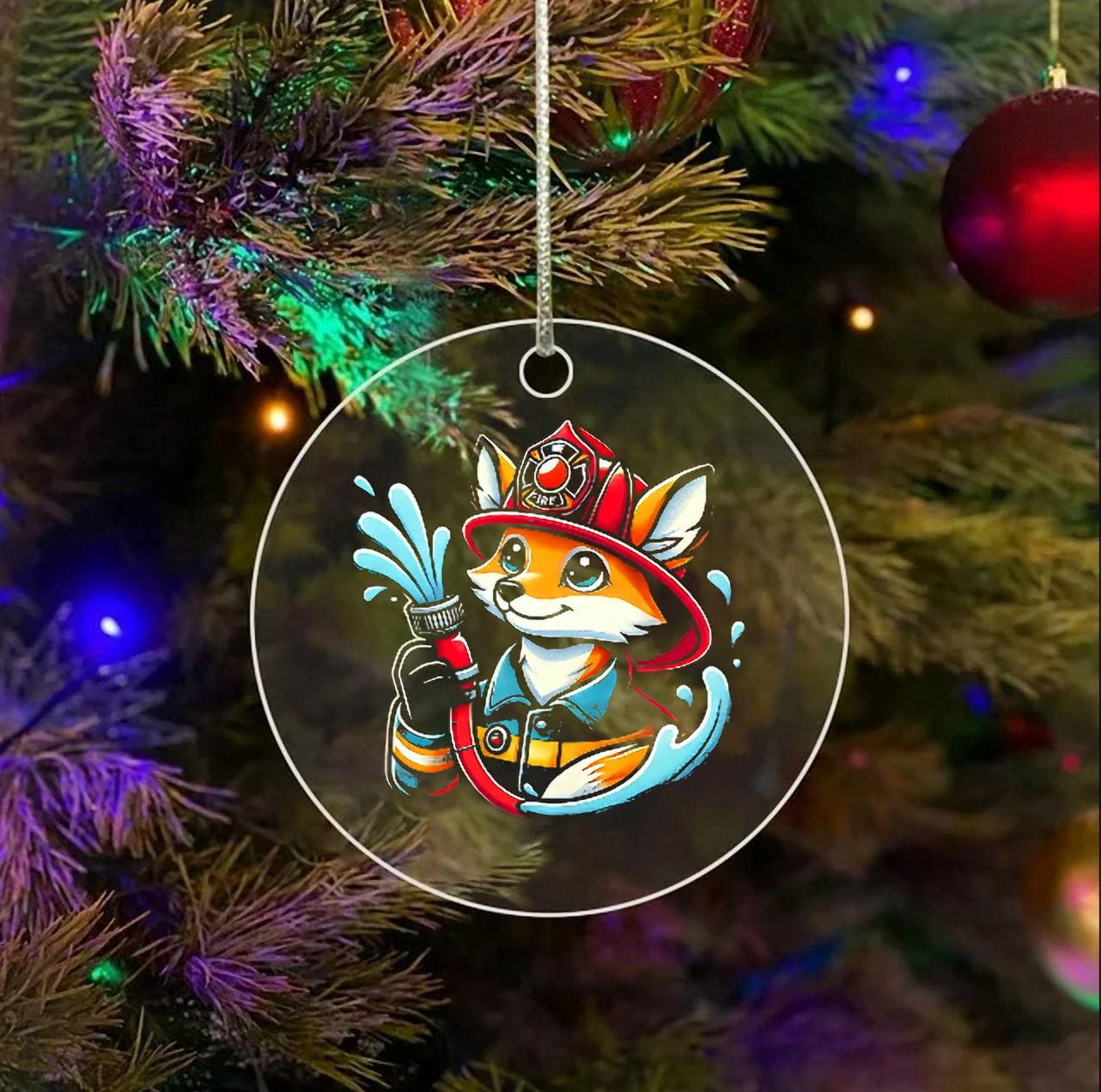 Cute Cartoon Fox Firefighter Fireman For Children Ornament, Home ...