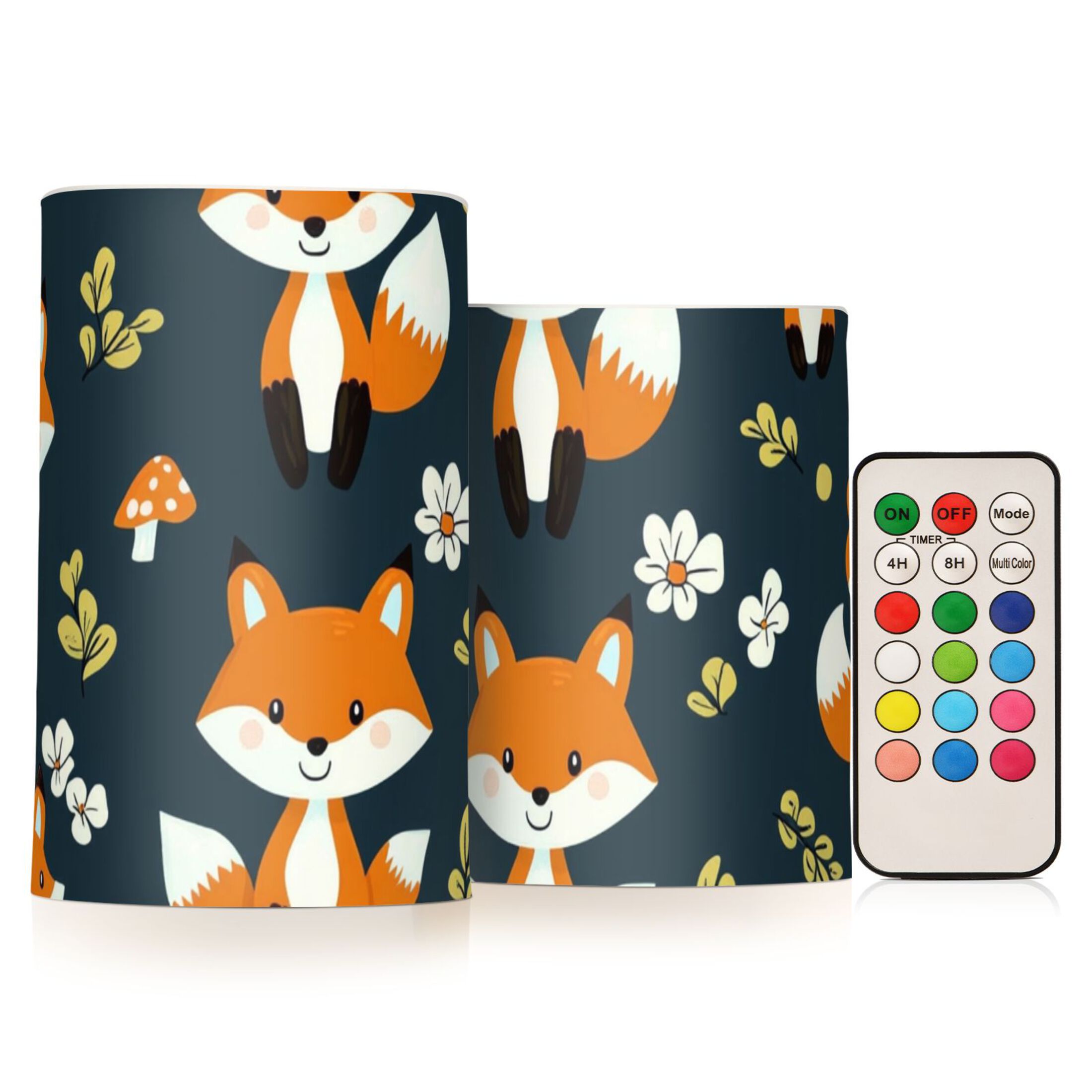 Cute Cartoon Fox Flickering Flameless Candles Battery Operated with ...