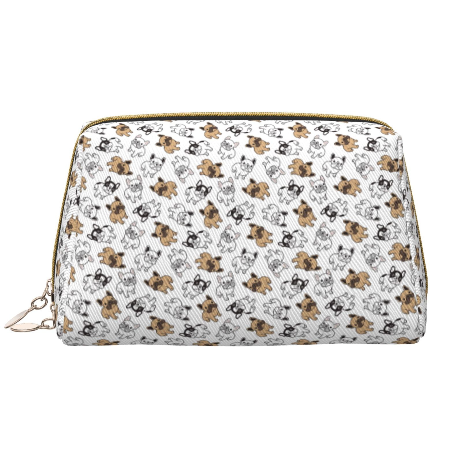 Cute Cartoon French Bulldog Makeup Bag, Large Capacity Travel Cosmetic ...