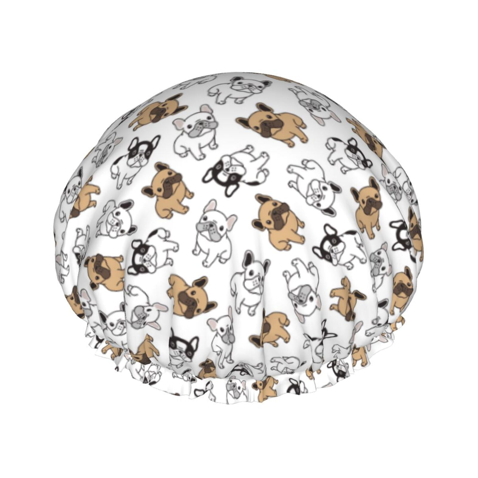 Cute Cartoon French Bulldog Shower Cap, Reusable Bath Hair Hat for all ...
