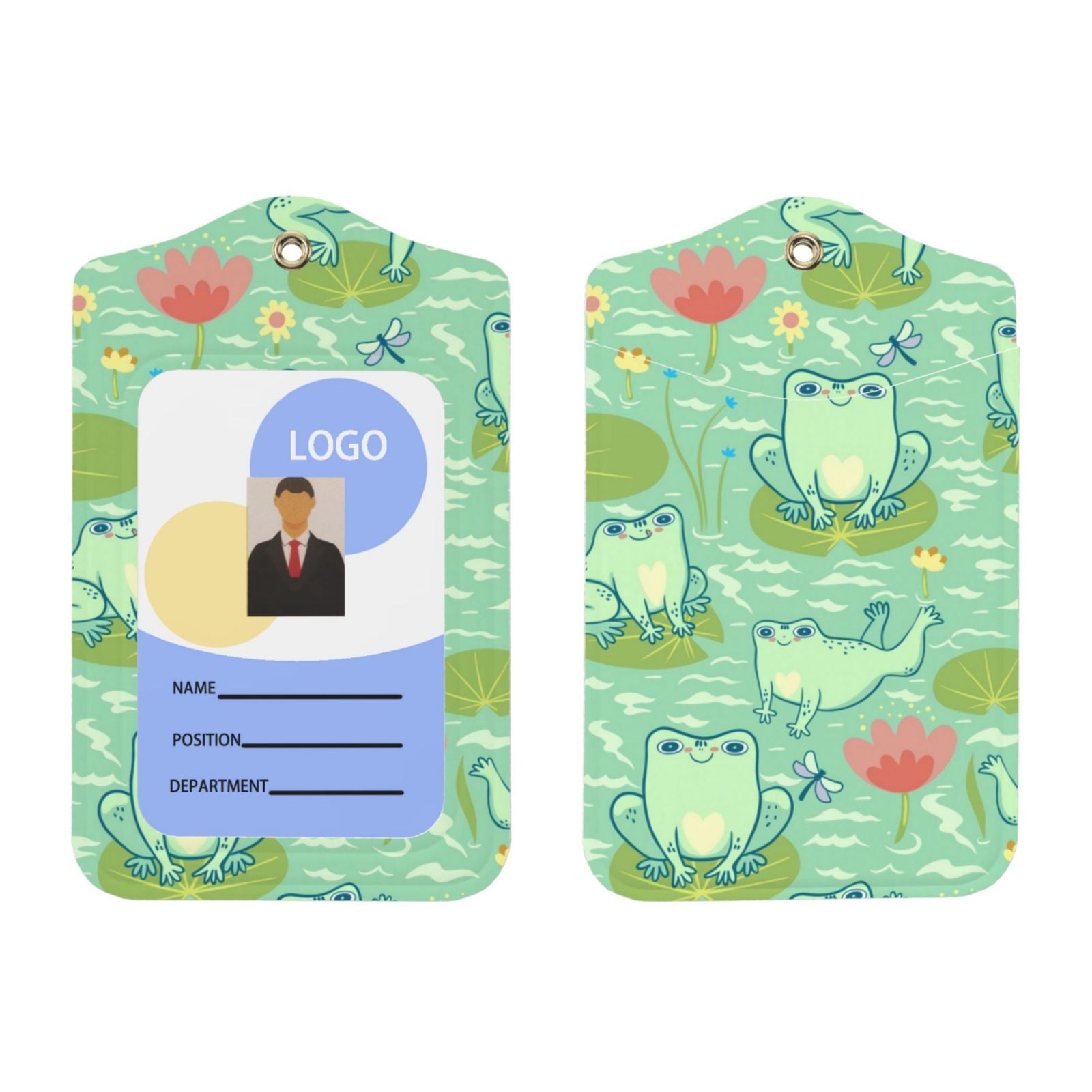 Cute Cartoon Frog Pattern Id Card Badge Leather Holder Case Protector ...