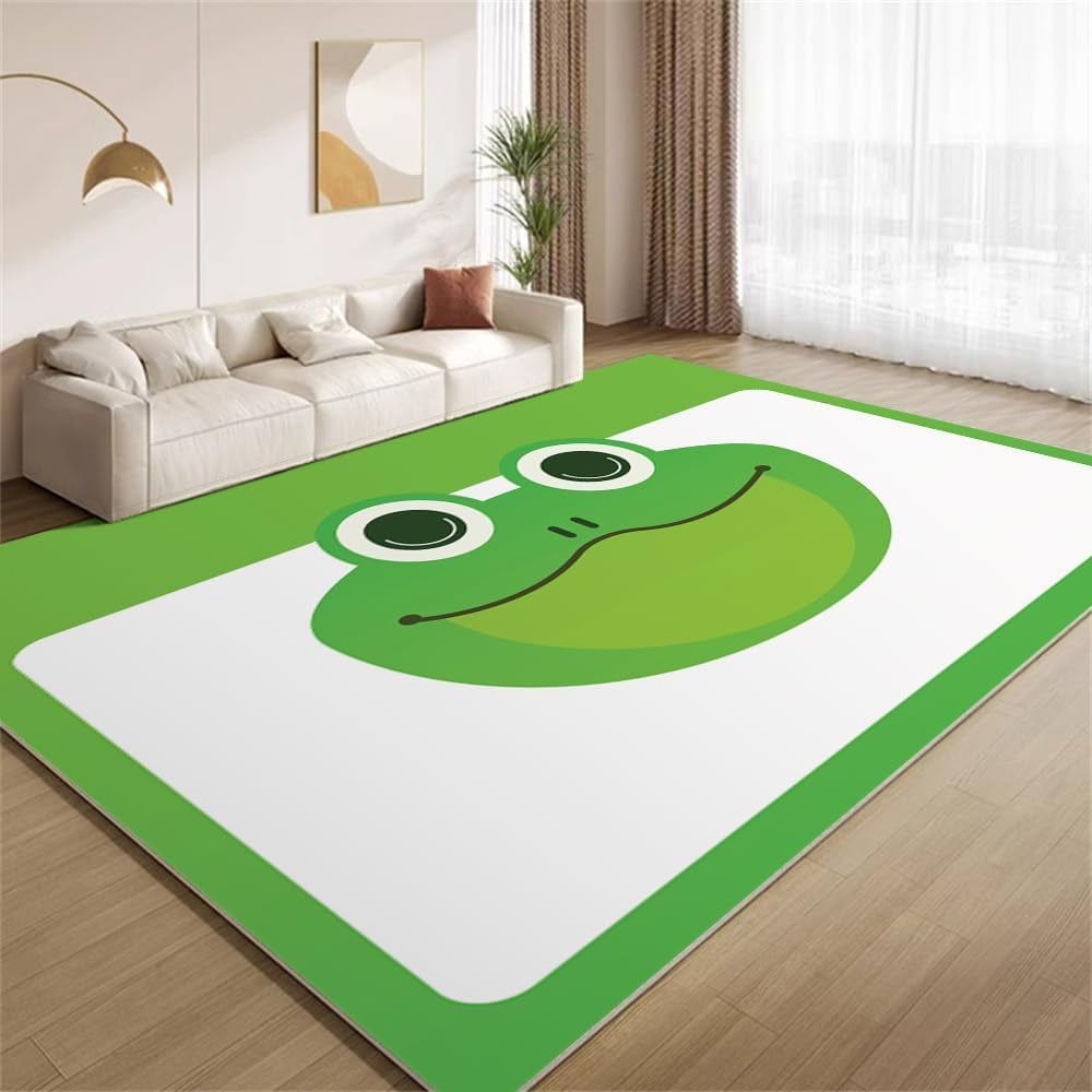 Cute Cartoon Frog Rug 3x4ft Small Area Rugs Modern White Green Rugs ...