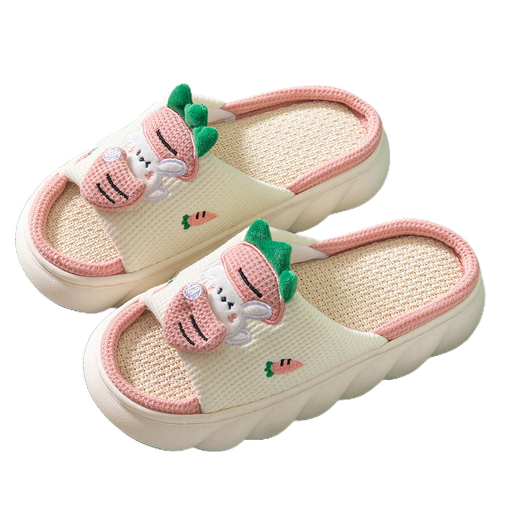 Cute Cartoon Frogs Carrot Mute Linen Slippers Four Seasons General ...