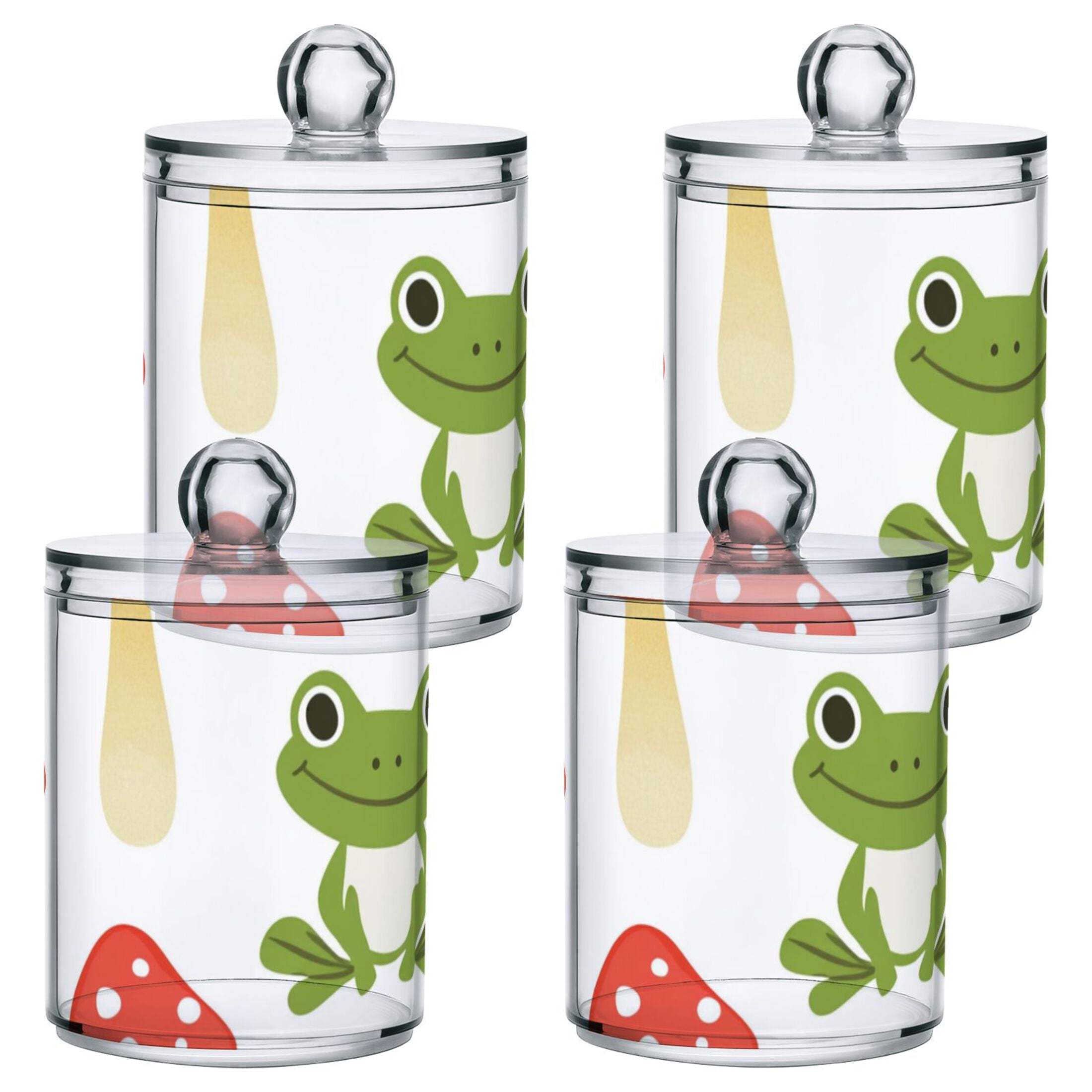 Cute Cartoon Frogs Leaves Mushrooms Translucent Plastic Cans Storage ...
