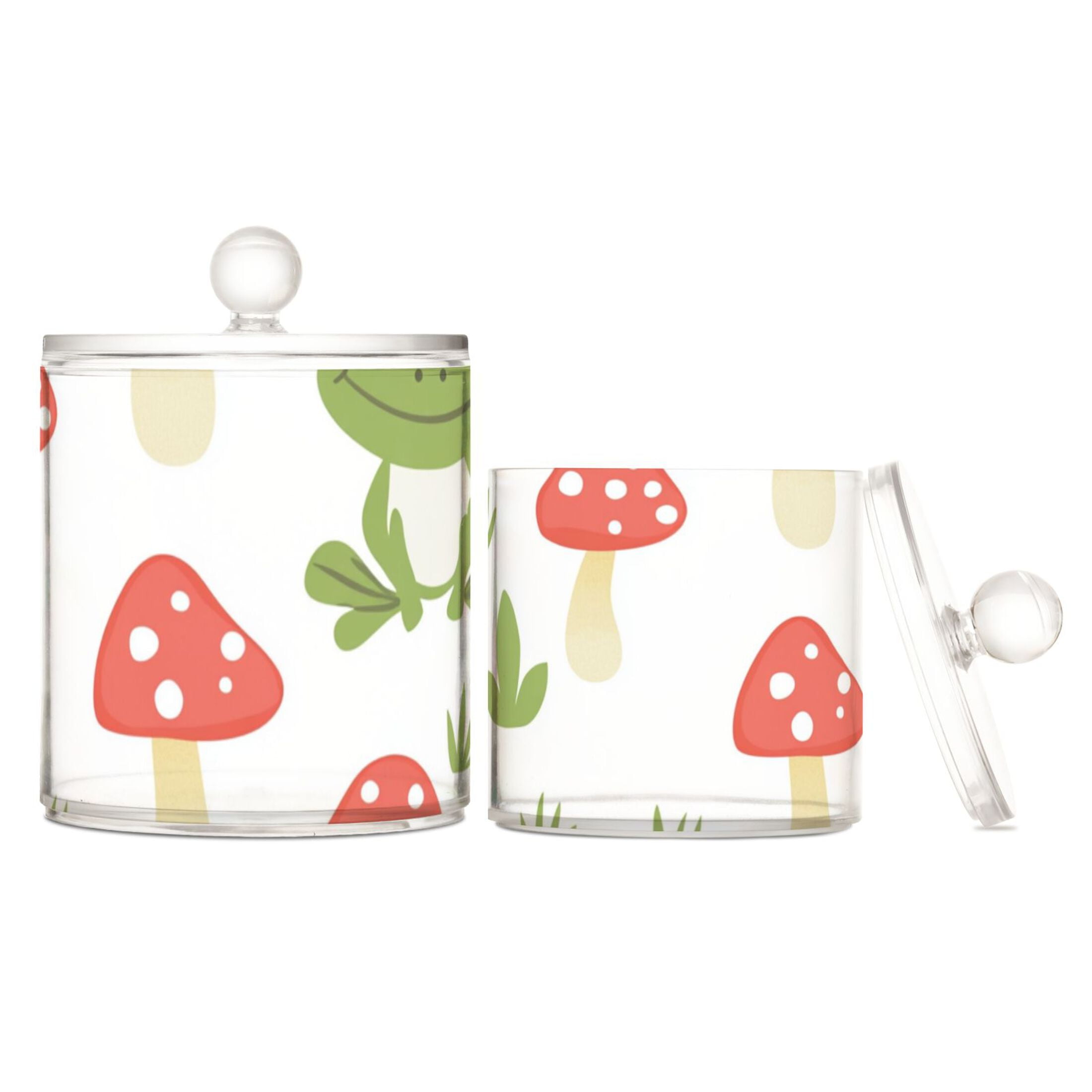 Cute Cartoon Frogs Leaves Mushrooms Translucent Plastic Cans Storage ...
