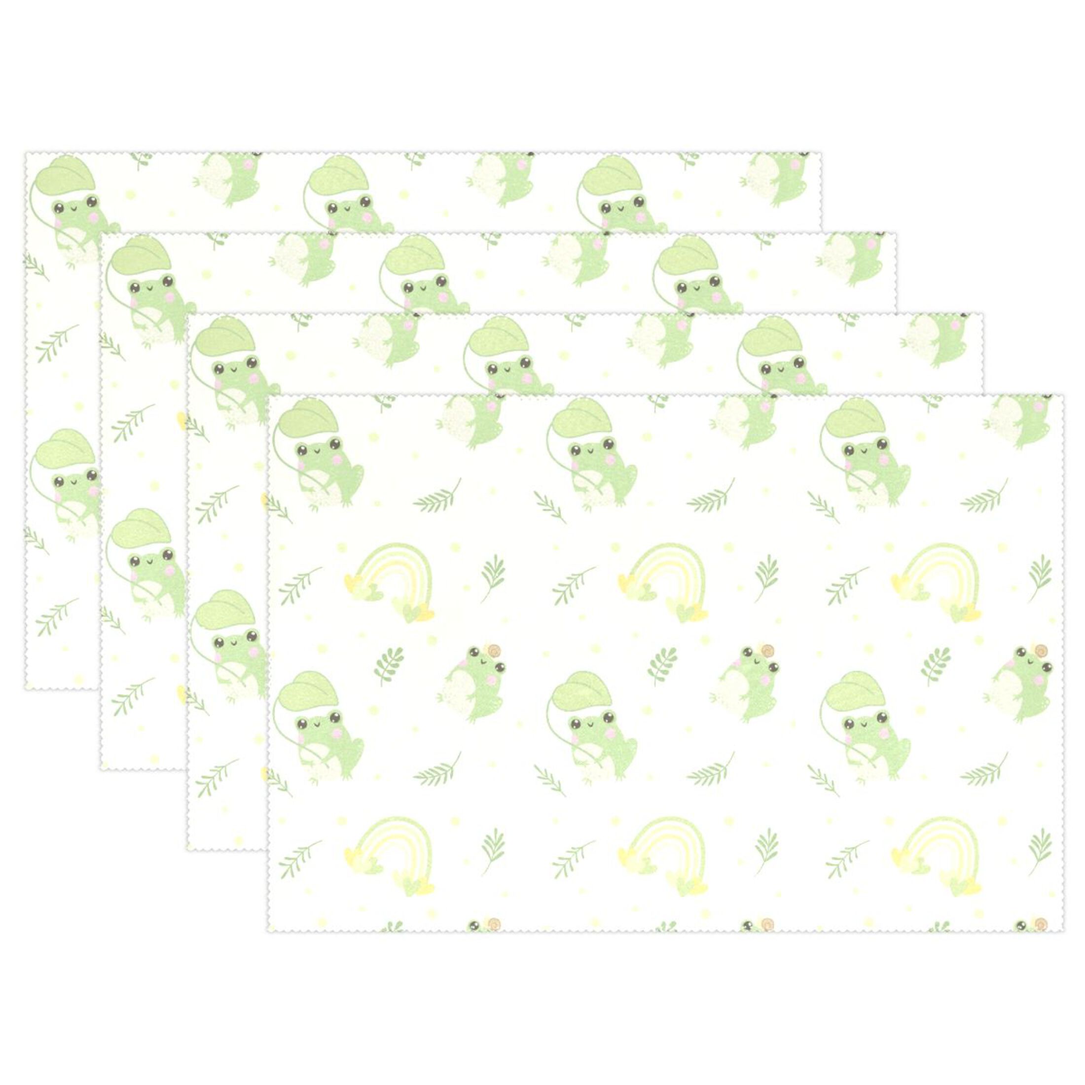 Cute Cartoon Frogs and Rainbow Placemats Set of 4 Dining Table Mat ...