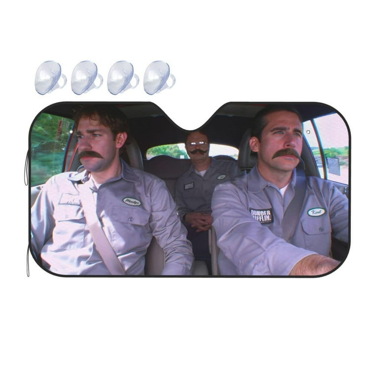 Cute Cartoon Funny Windshield Sun Shade Windshield Sun Shade The Office Car Sun Shade Accessories for Most Car Foldable Blocks UV Car Sunshade with