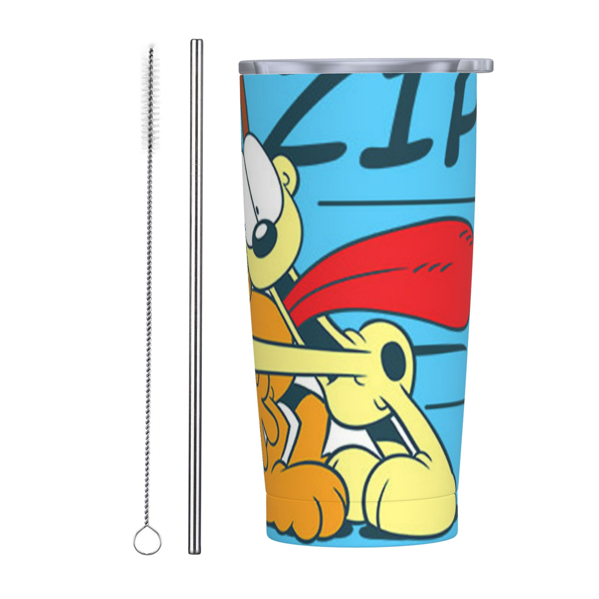 Cute Cartoon Garfield 20oz Stainless Steel Tumbler with Lid and Straw ...