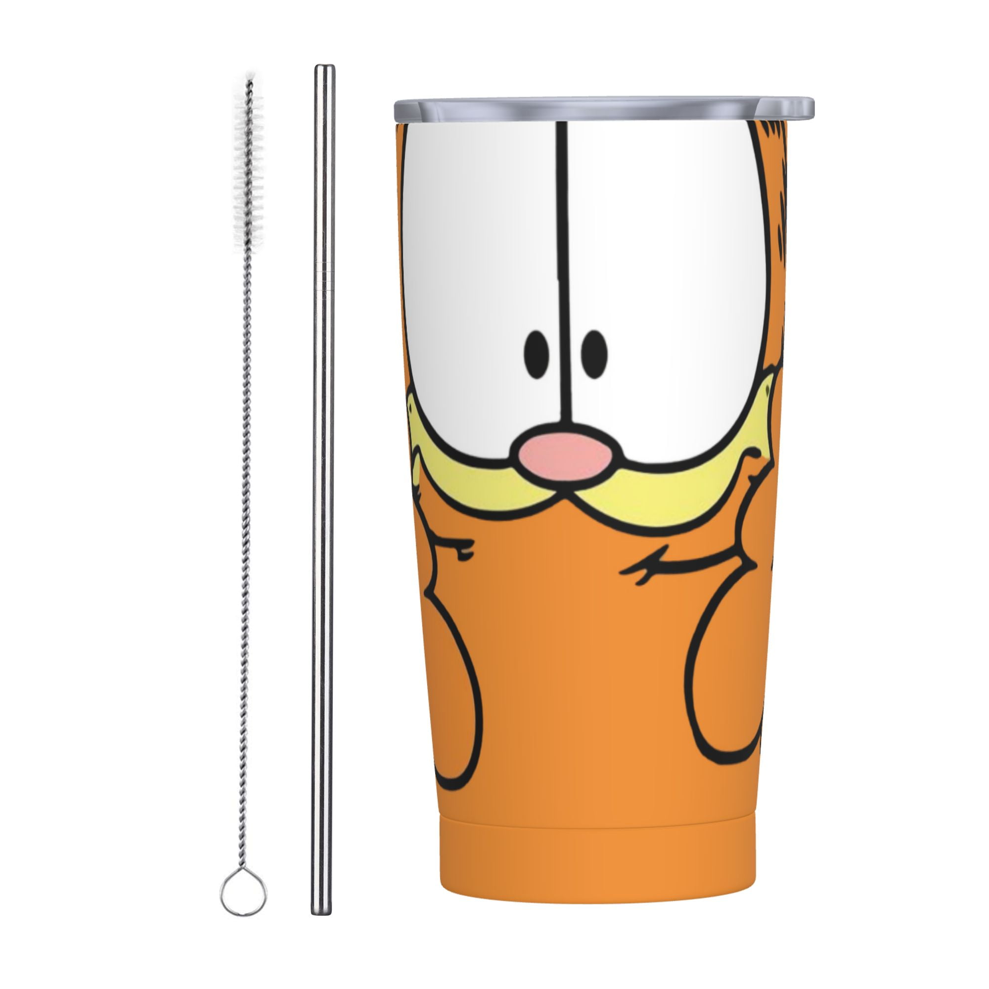 Cute Cartoon Garfield 20oz Stainless Steel Tumbler with Lid and Straw ...