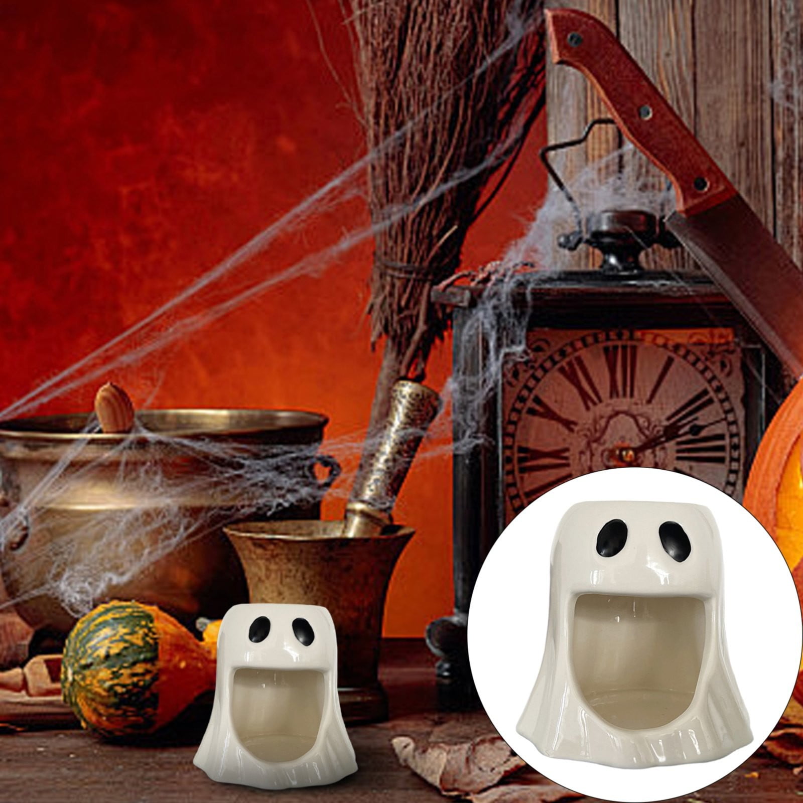 Cute Cartoon Ghost Candle Holder Ceramic Candlestick Cartoon Cute Ghost ...