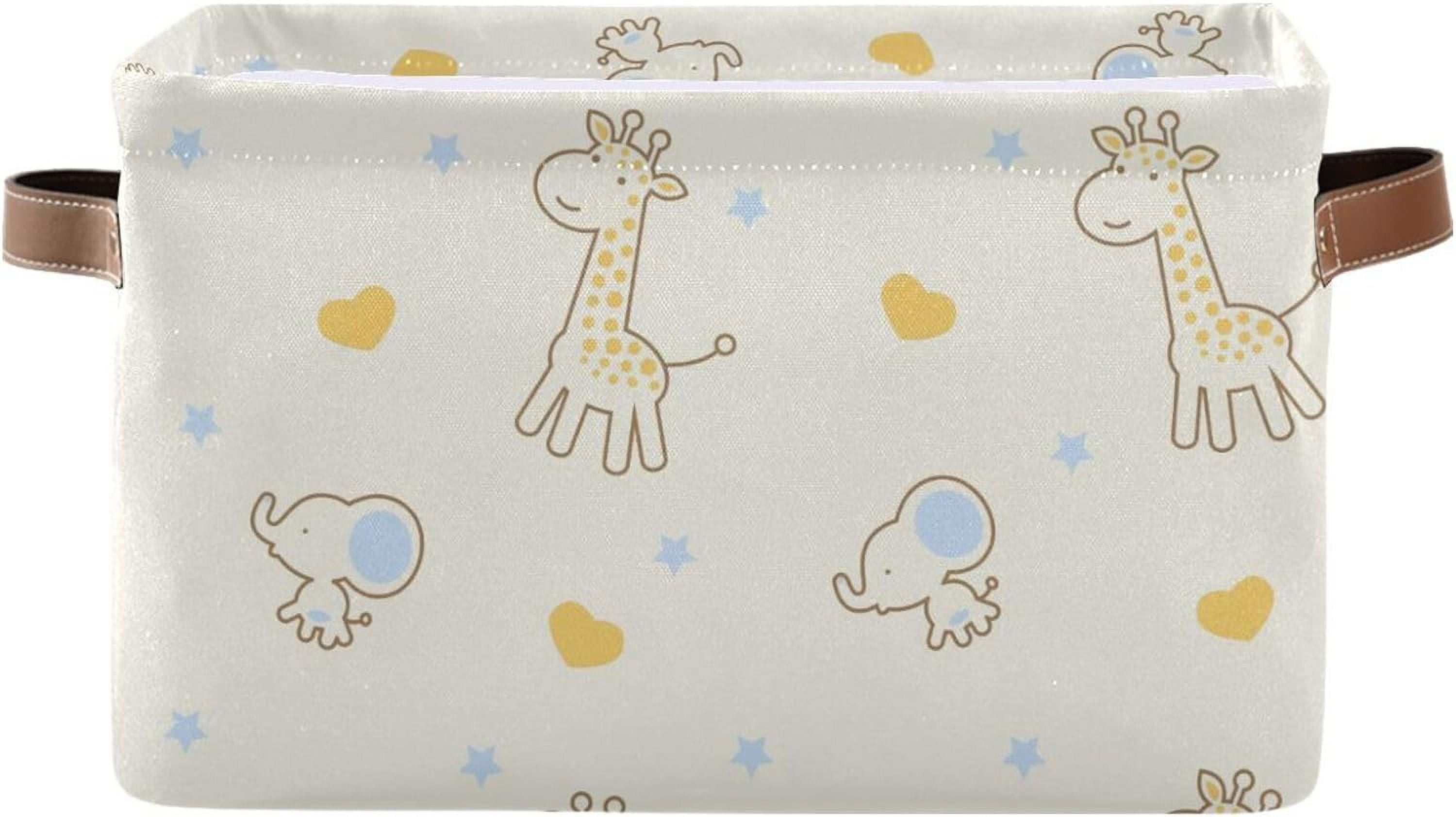 Cute Cartoon Giraffe and Elephant Storage Basket, Durable Canvas ...