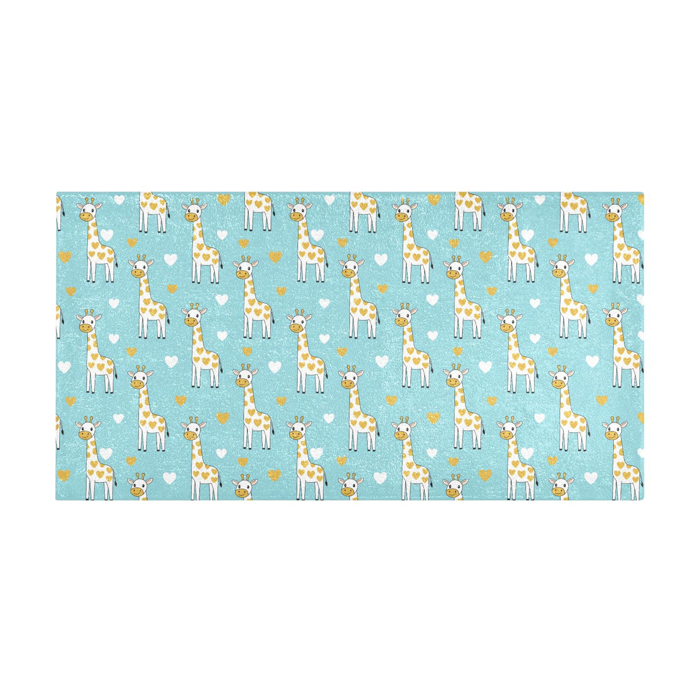Cute Cartoon Giraffe Heart Bath Mat 39x20 Inch Soft Absorbent Non-Slip ...