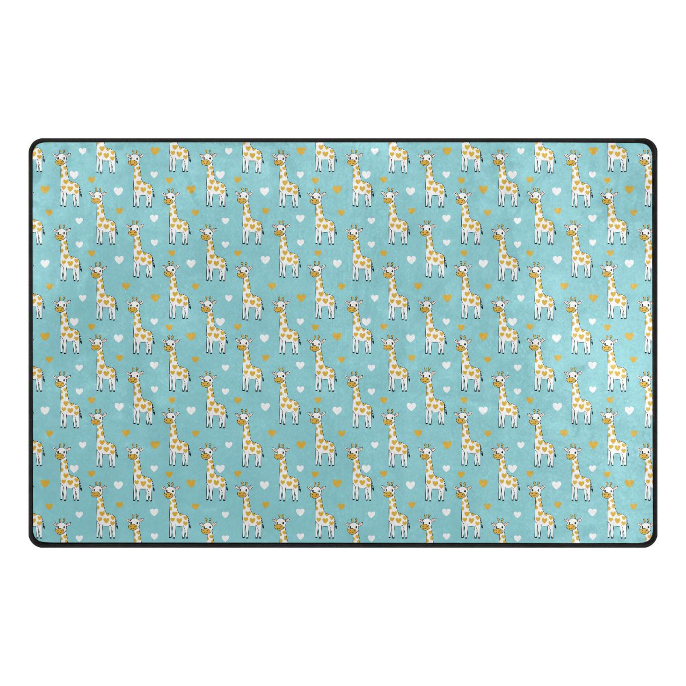 Cute Cartoon Giraffe Heart Memory Foam Area Rug 60"x39" Non Slip ...