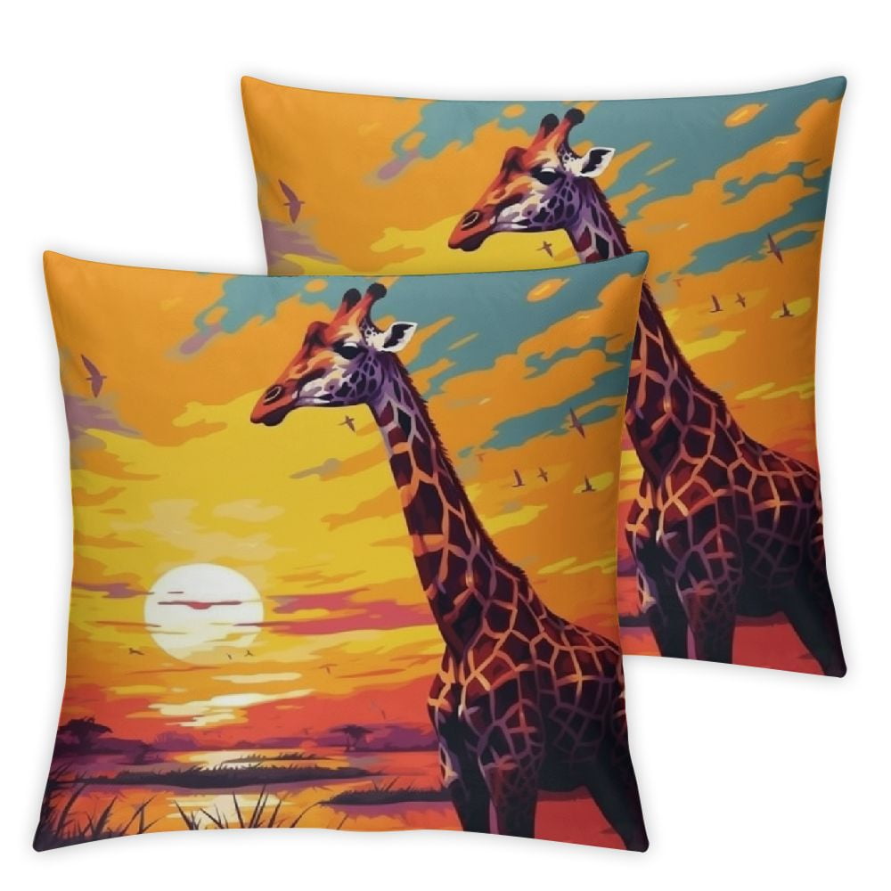 Cute Cartoon Giraffe Pillow Cover African Giraffe Animal Pillow Case ...