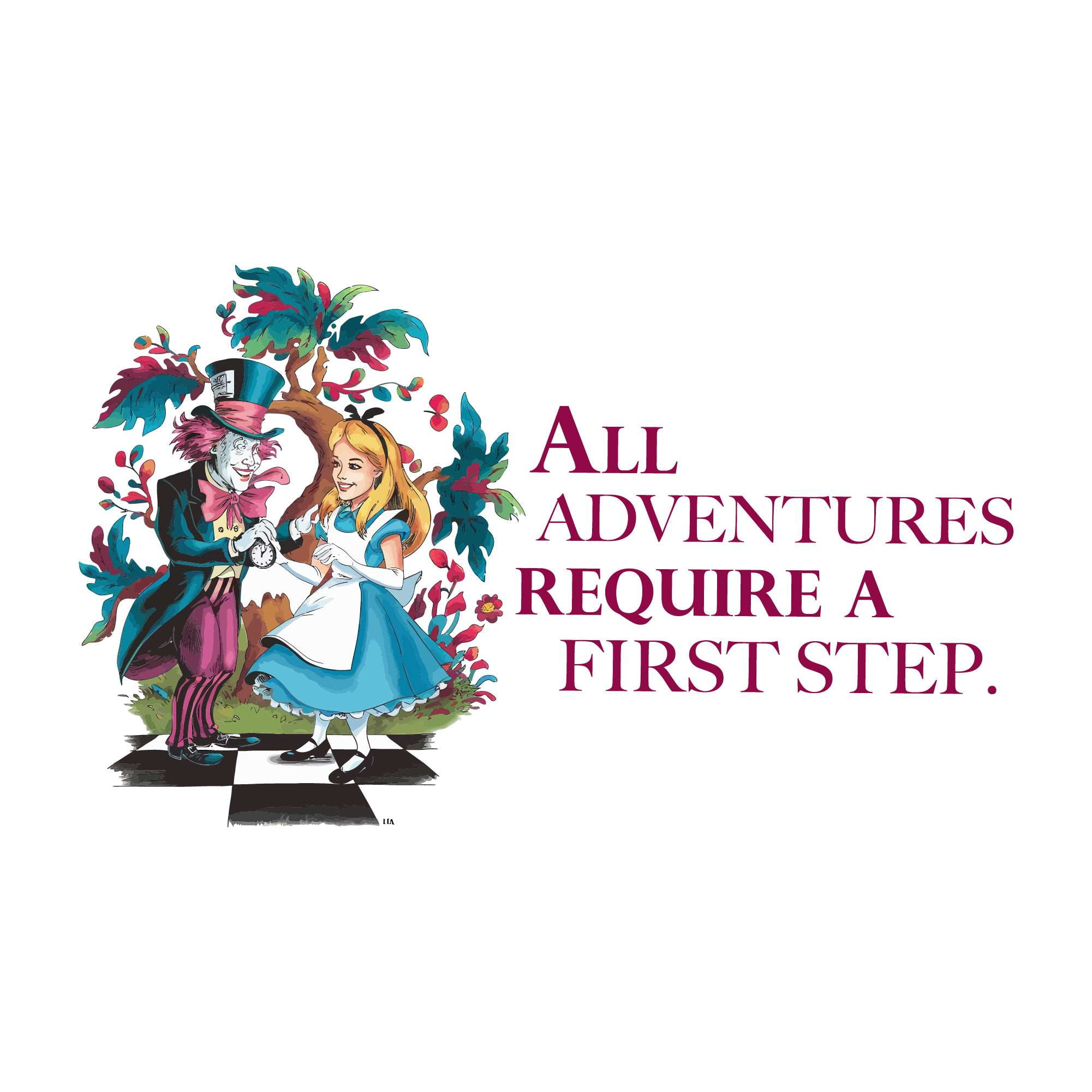 Cute Cartoon Girl Adventurous World Mad Hatter Cheshire Cat Alice in ...