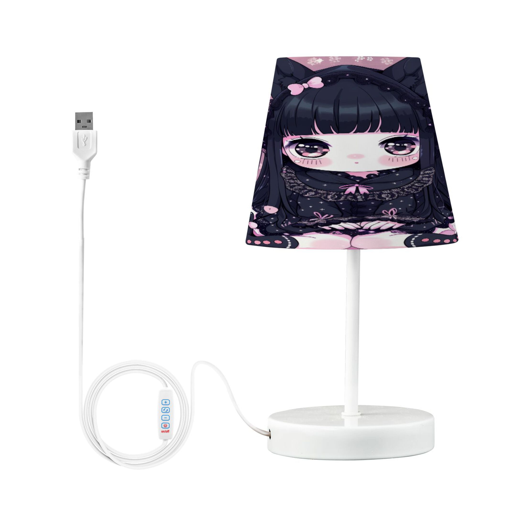 Cute Cartoon Girl Desk Lamp LED Table Nightstand Lamps with 3 Color ...
