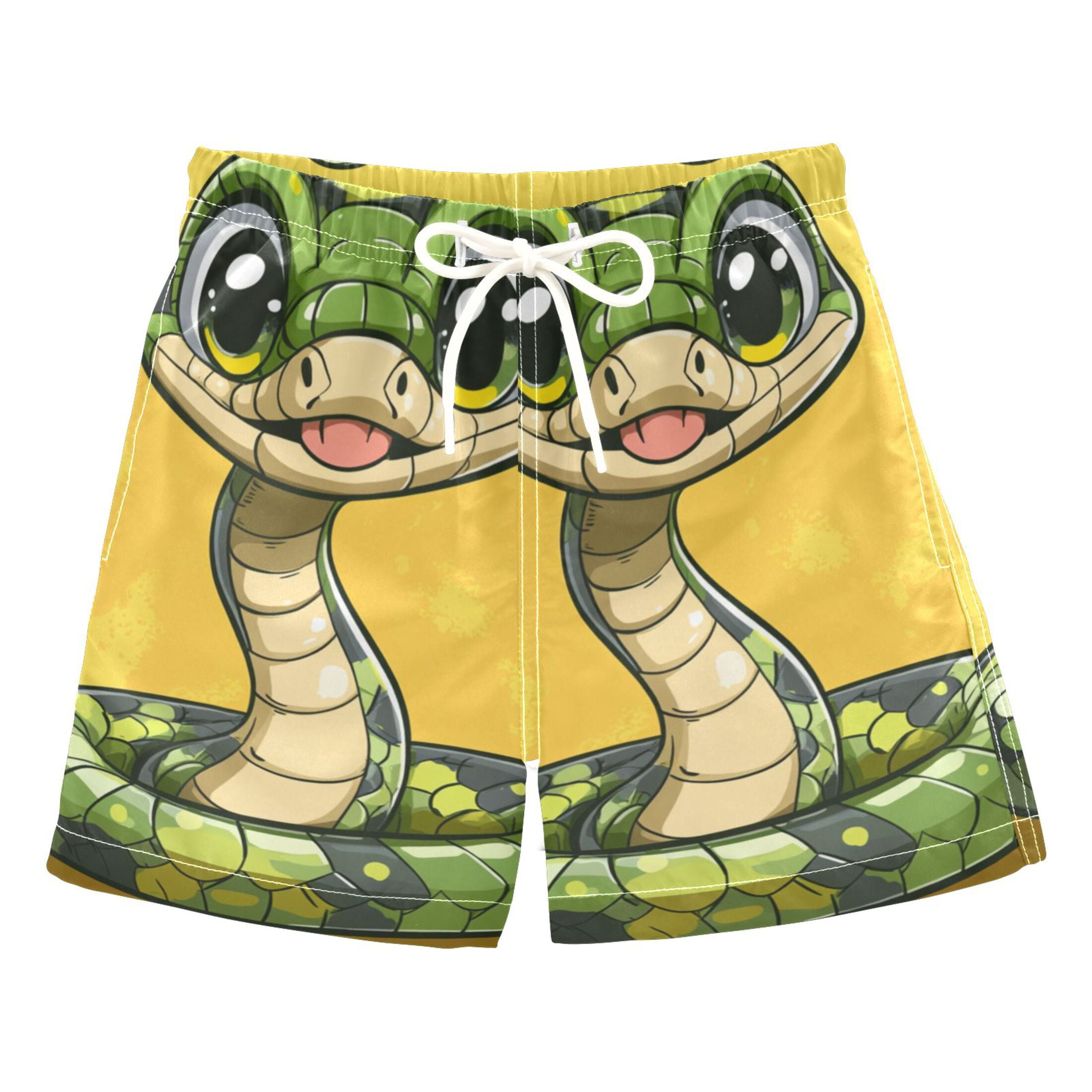 Cute Cartoon Green Snake Boys Swim Trunks Quick Dry Boy Swim Shorts for ...
