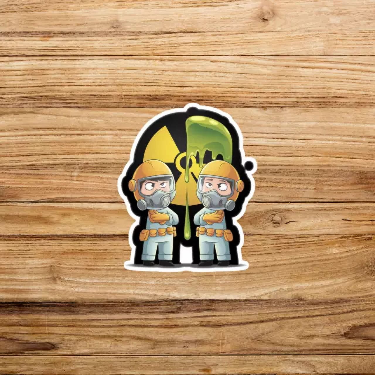 Cute Cartoon Hazmat Suit Workers Radioactive Waste Stickerphone Decal ...