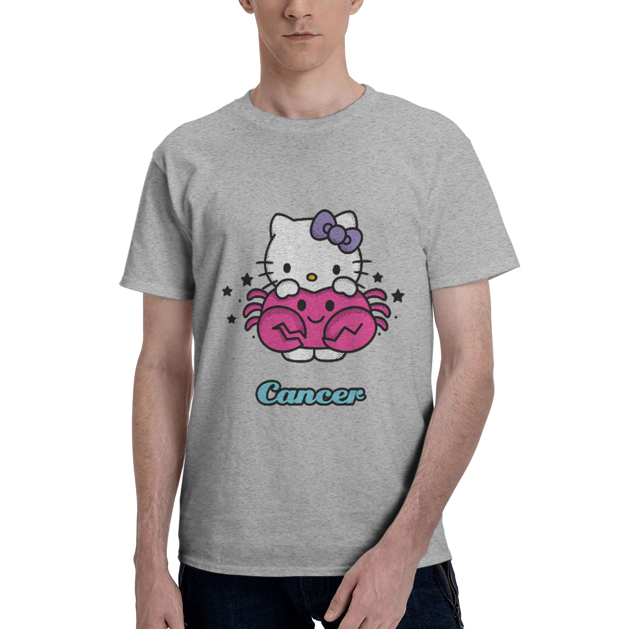Cute Cartoon He_llo Kit_ty Cancer Shirts, Crew Neck, Short Sleeve ...