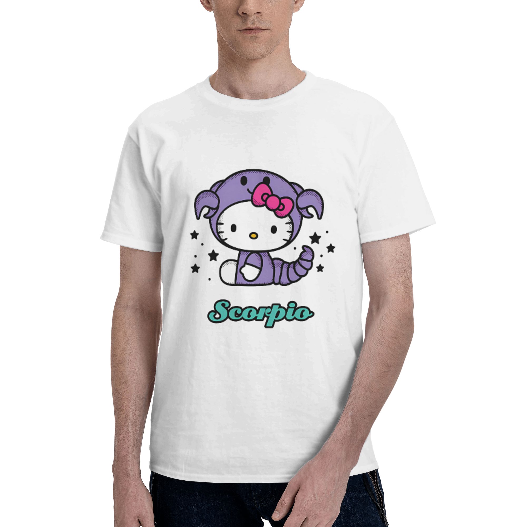 Cute Cartoon He_llo Kit_ty Scorpio Shirts, Crew Neck, Short Sleeve ...