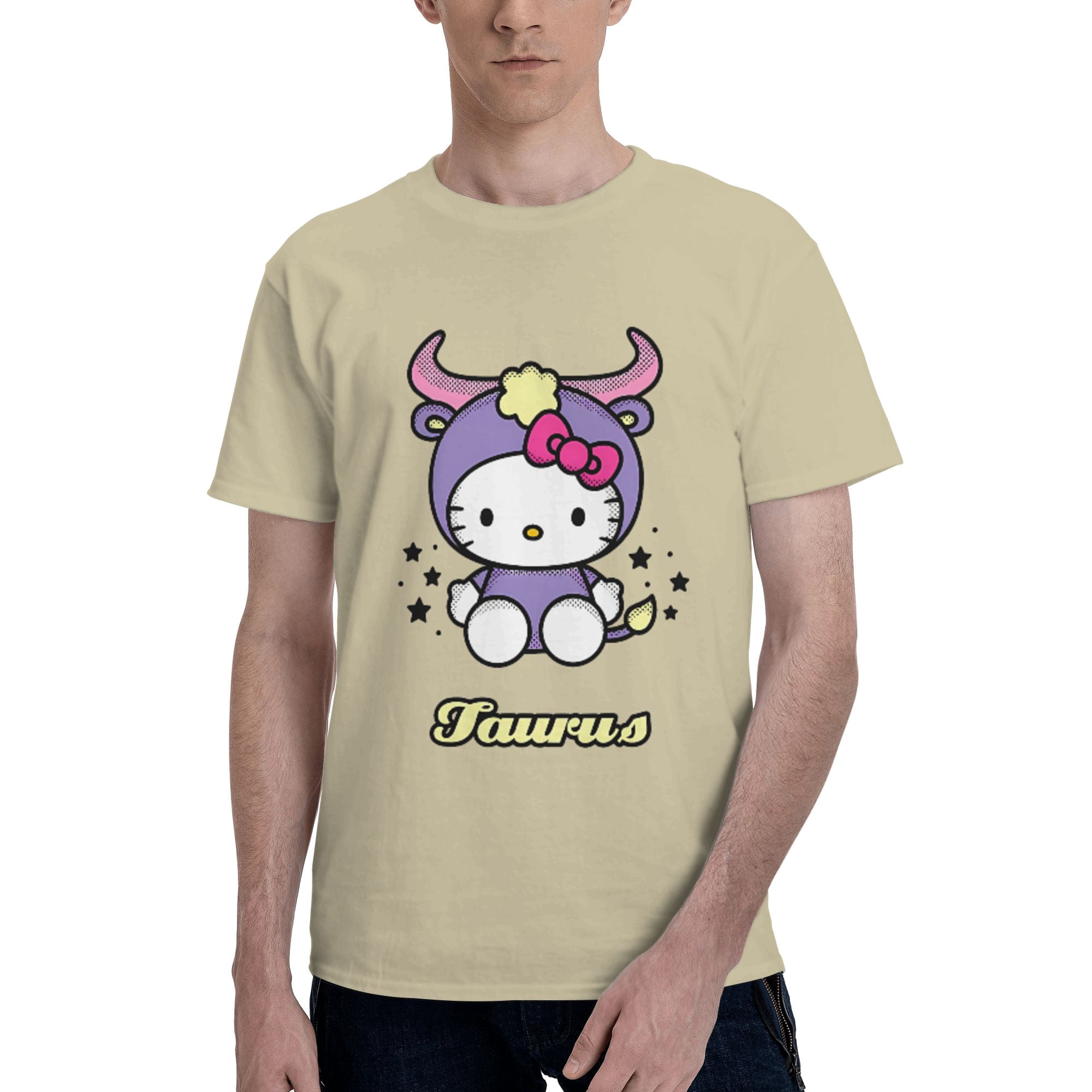 Cute Cartoon He_llo Kit_ty Taurus Shirts, Crew Neck, Short Sleeve ...