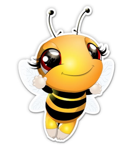 Cute Cartoon Honey Bee Buzzy - 3" Vinyl Sticker - For Car Laptop Water ...