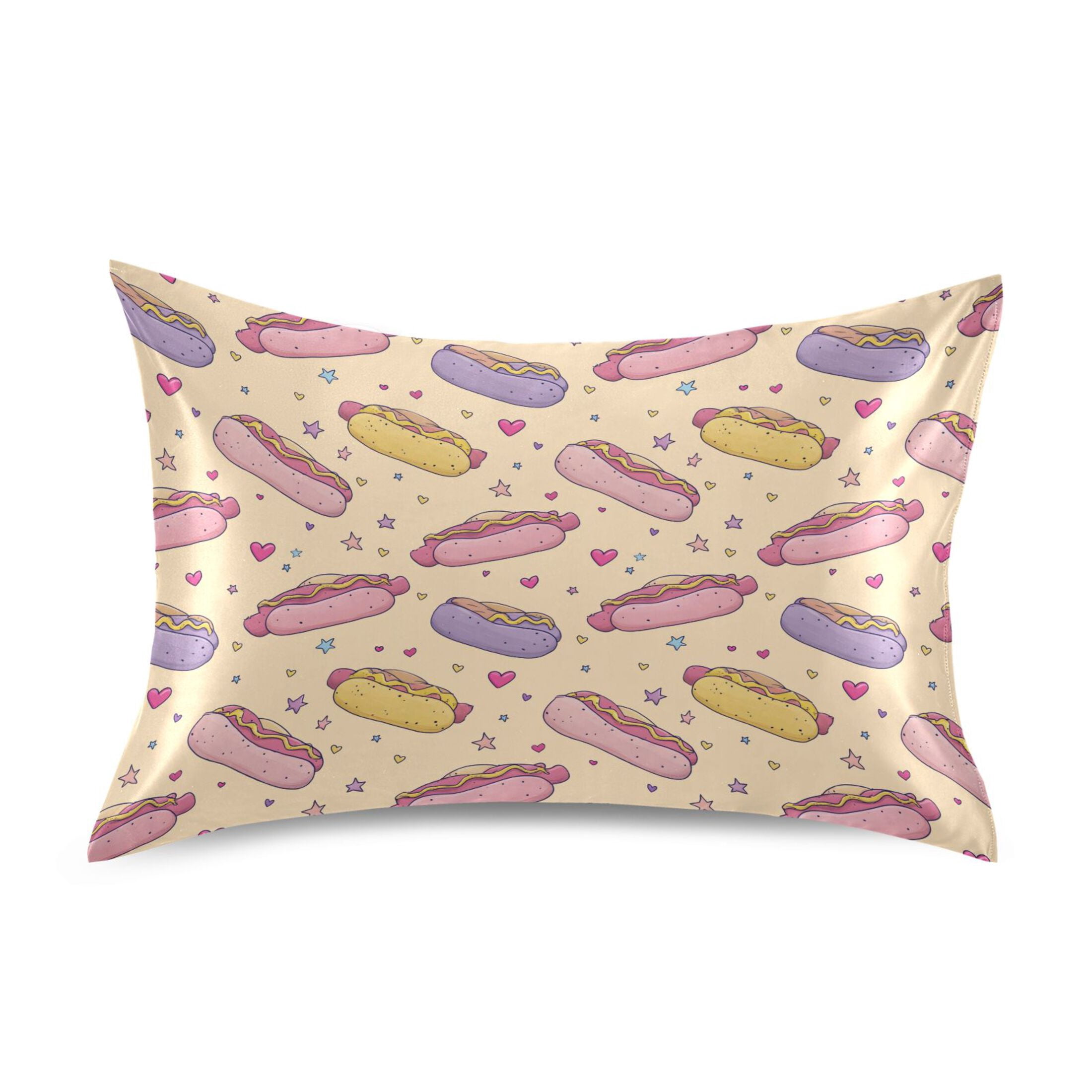 Cute Cartoon Hot Dogs Pattern King Size Satin Pillowcase 40''x20 ...