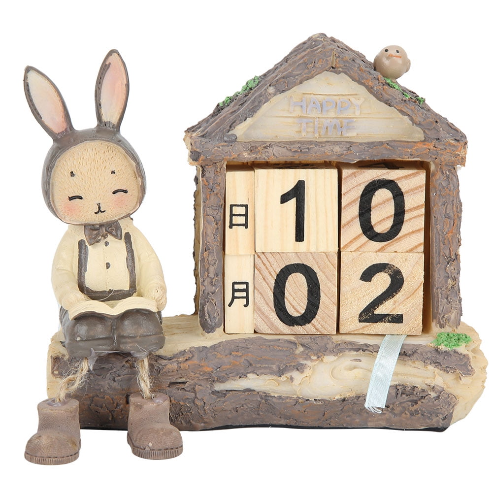 Cute Cartoon House Rabbit Calendar Decor Ornament for TV Cabinet ...