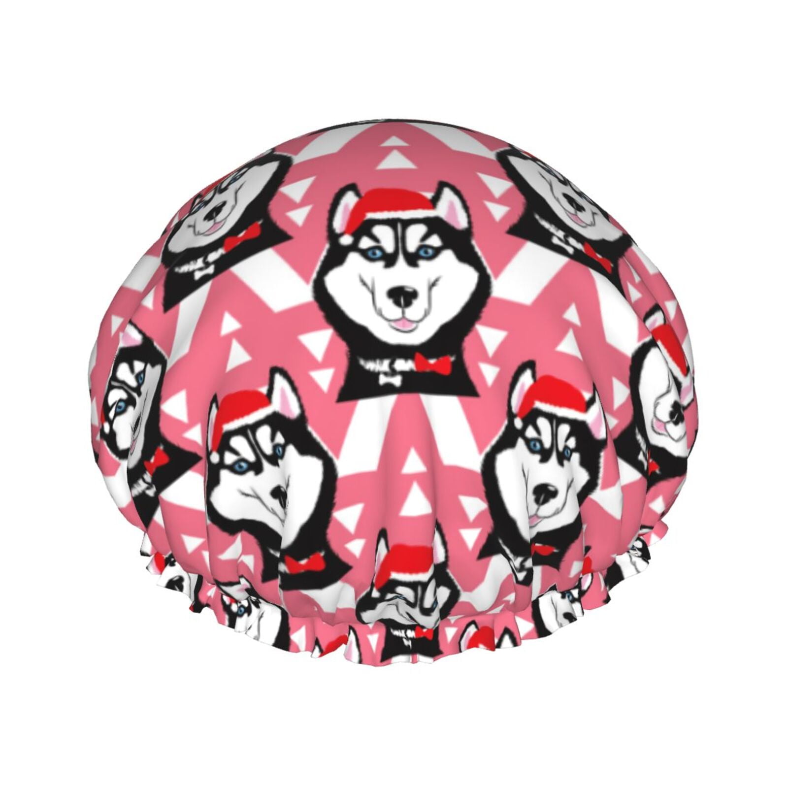 Cute Cartoon Husky Funny Santa Hat Shower Cap for Women, Double ...