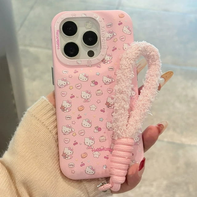 Cute Cartoon Illustration Hello Kitty Soft Silicone Leather Phone Case For iPhone 13 14 15 16 ...