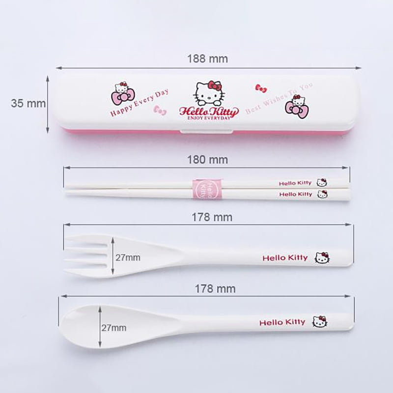 Cute Cartoon KT Cat Chopsticks Spoon Fork Kit Kawaii Hello Kitty ...