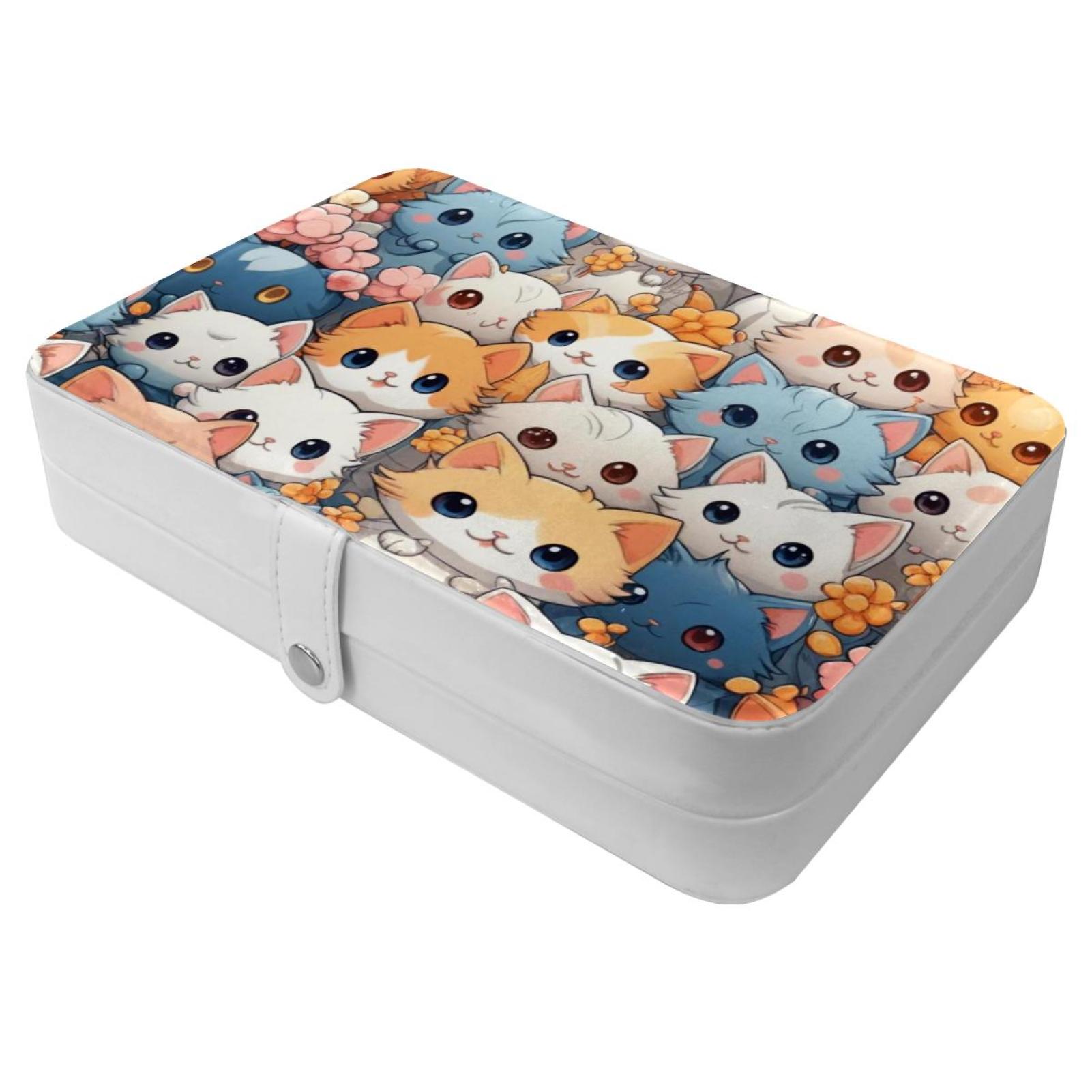 Cute Cartoon Kitten Travel Jewelry Box - Compact and Portable - Ideal ...