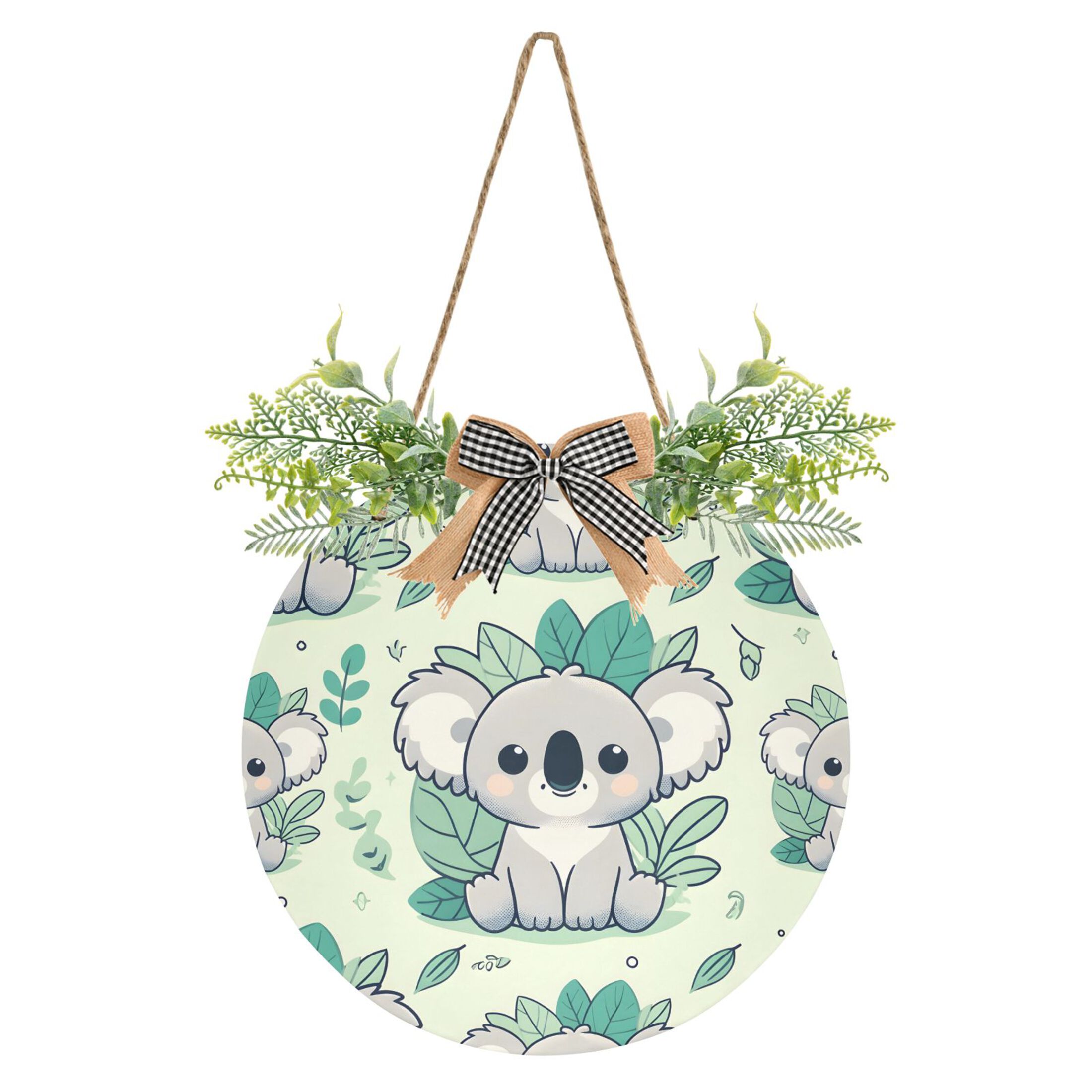 Cute Cartoon Koala Welcome Front Door Sign Round 12 inch Porch Hanging ...
