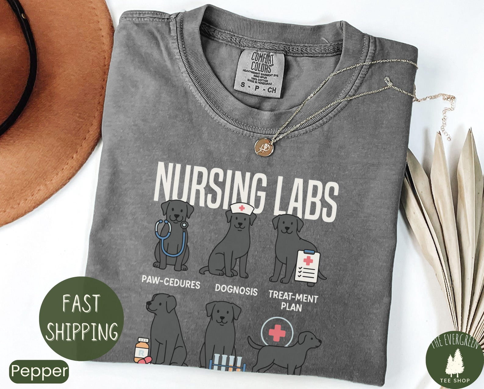 Cute Cartoon Labrador Dogs Medical Professionals Gray T-Shirt with ...
