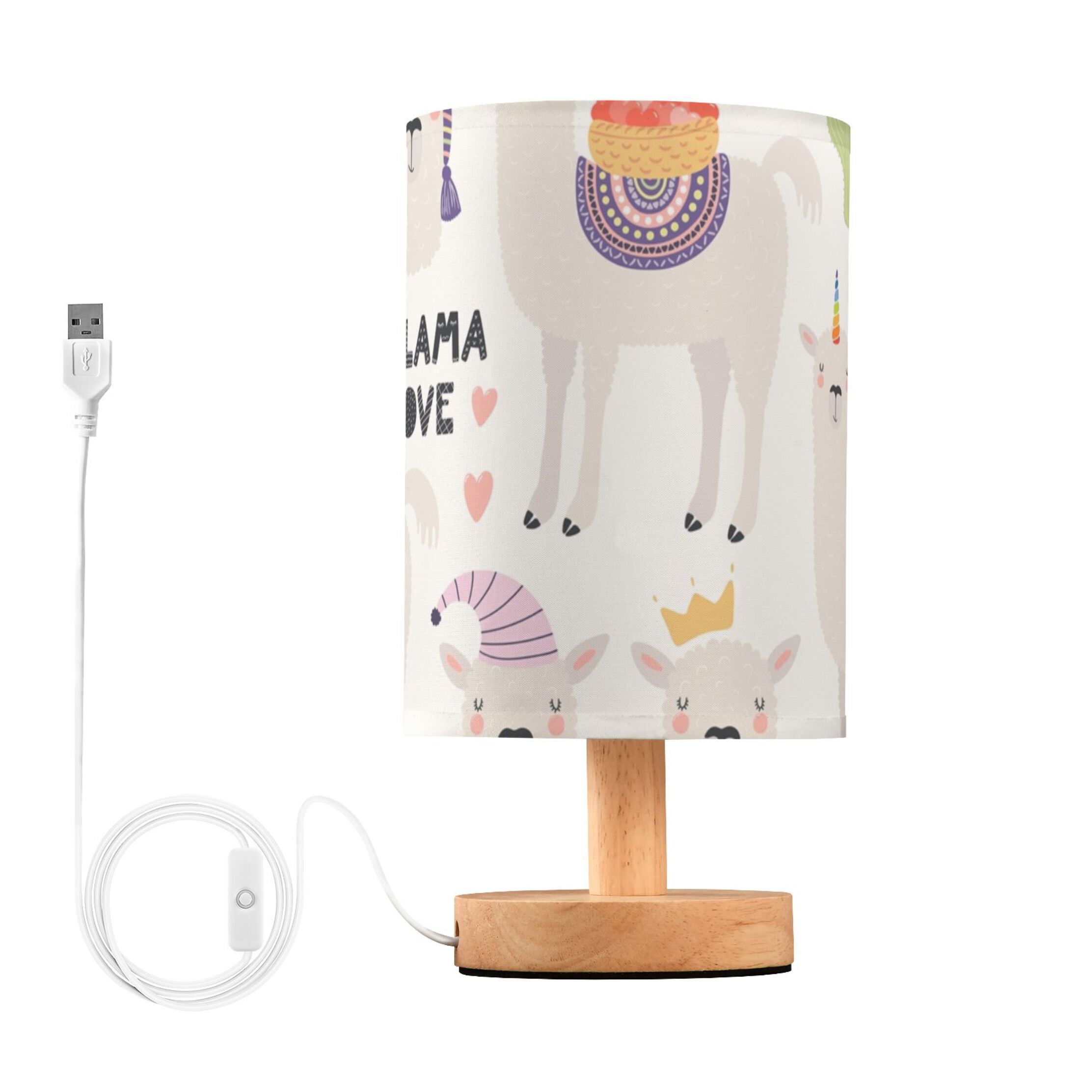 Cute Cartoon Llamas Bedside Table Lamp LED Warm Lights with USB ...