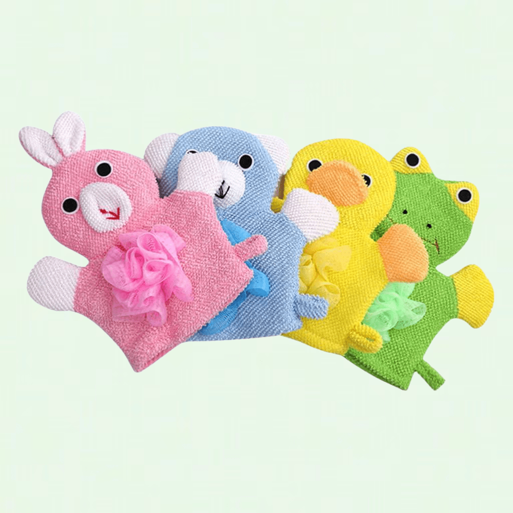Cute Cartoon Loofah Gloves Set of 4 for Kids, Various Colors - Walmart.com